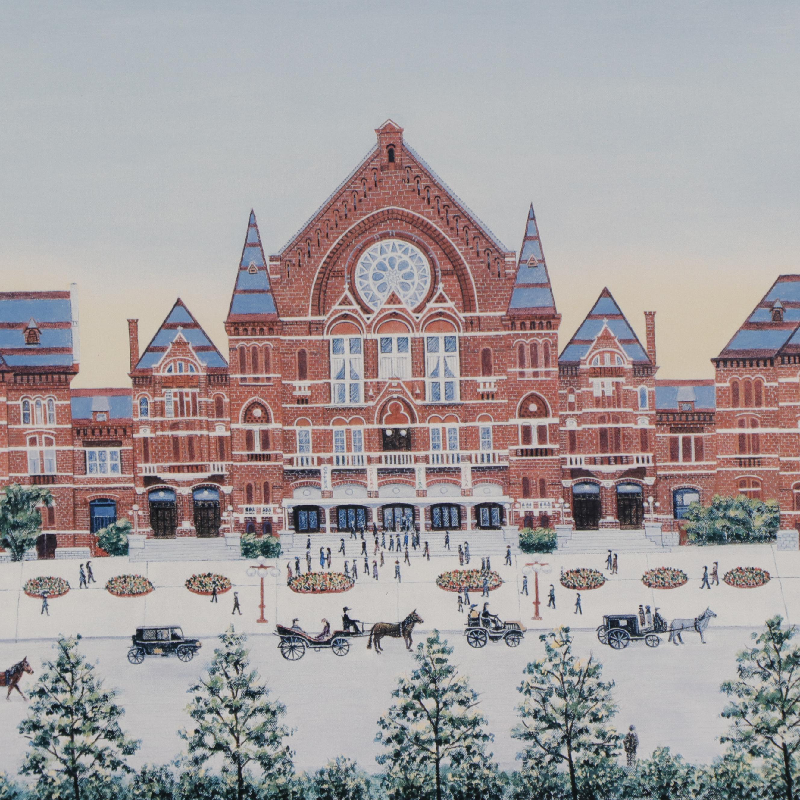 Offset Lithograph of Music Hall, Cincinnati After Mark Warren ...