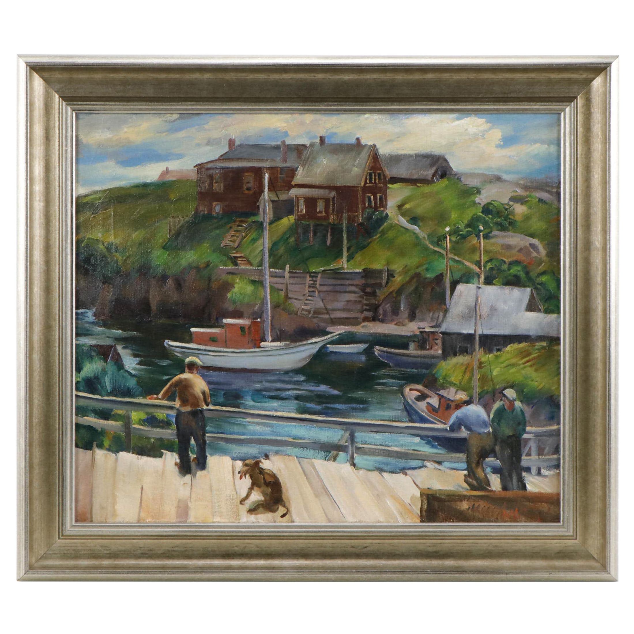 Arthur Helwig Harbor Scene Oil Painting "Day's End" | EBTH