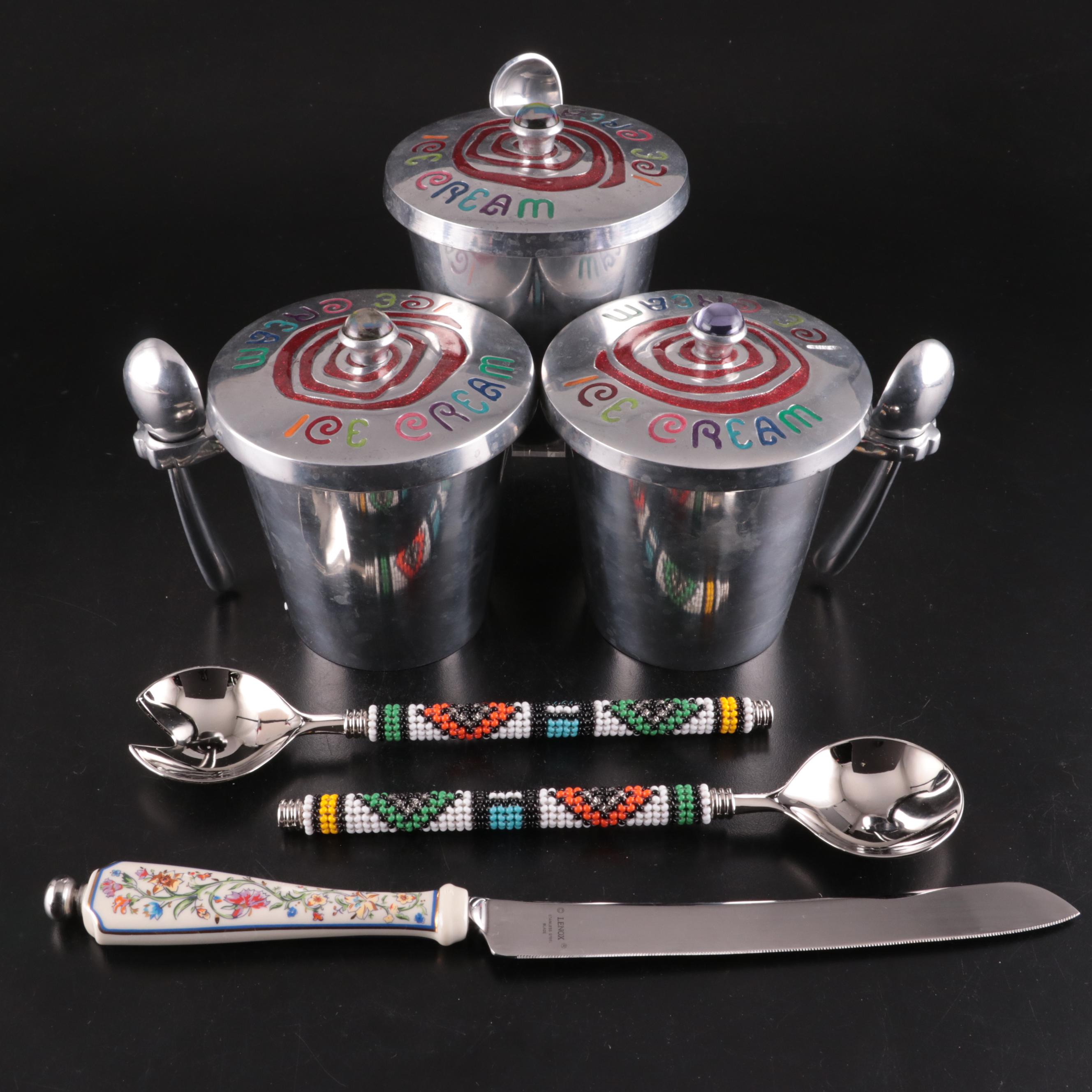 Wild Eye Designs Ice Cream Containers, South African Utensils and Lenox ...