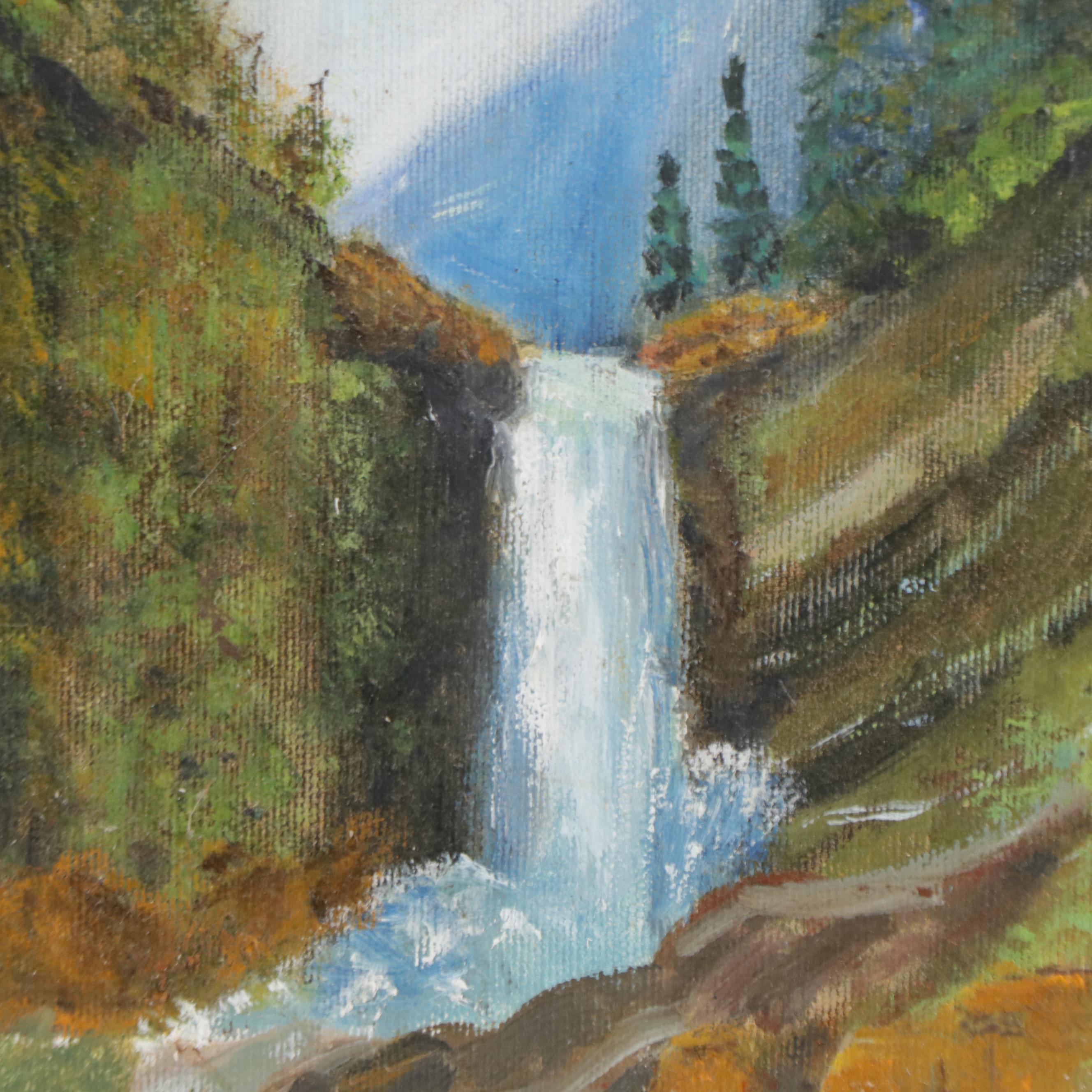 Waterfall Landscape Oil Painting | EBTH