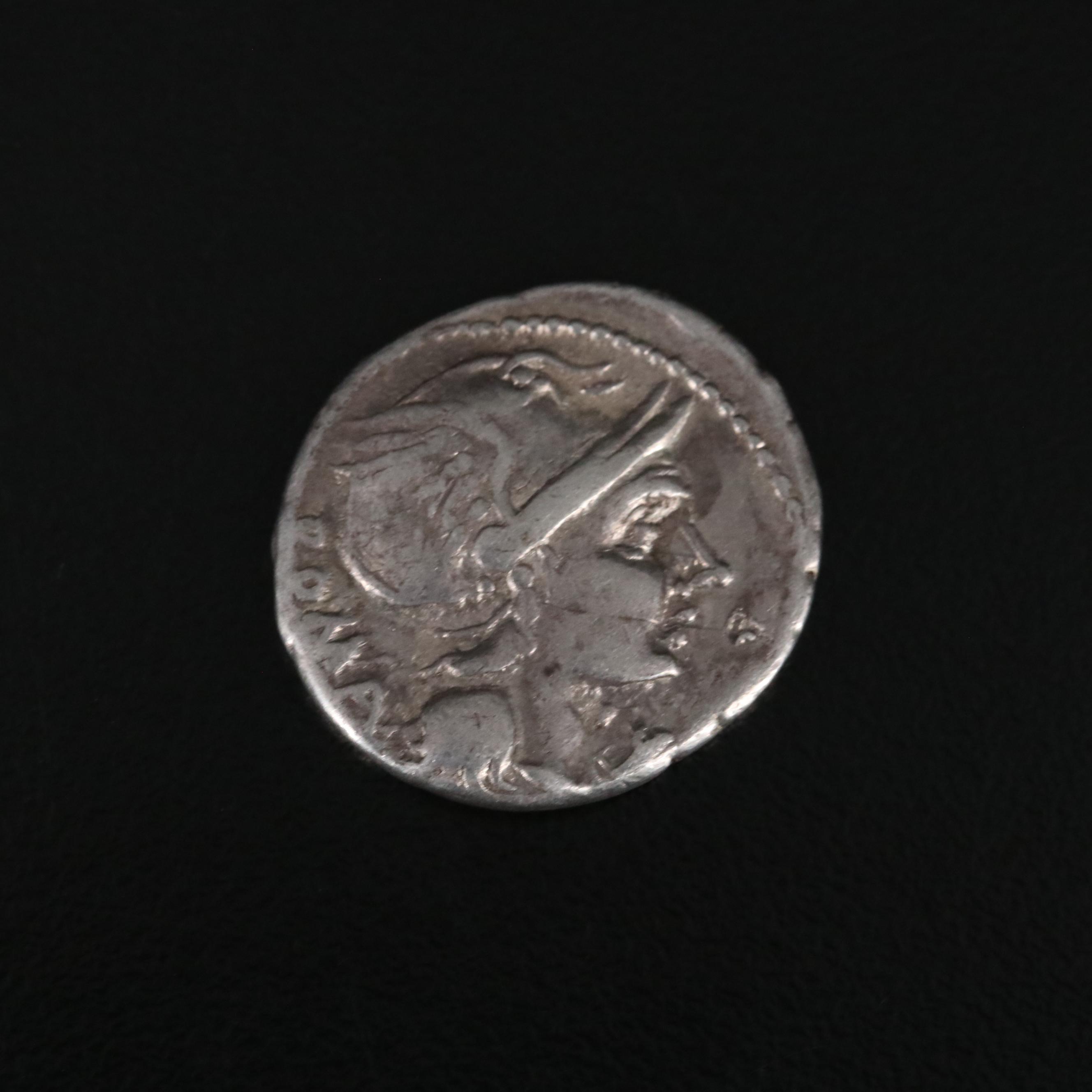 Ancient Roman Republic Denarius Coin of L. Flaminius Chilo, ca. 109 B.C ...