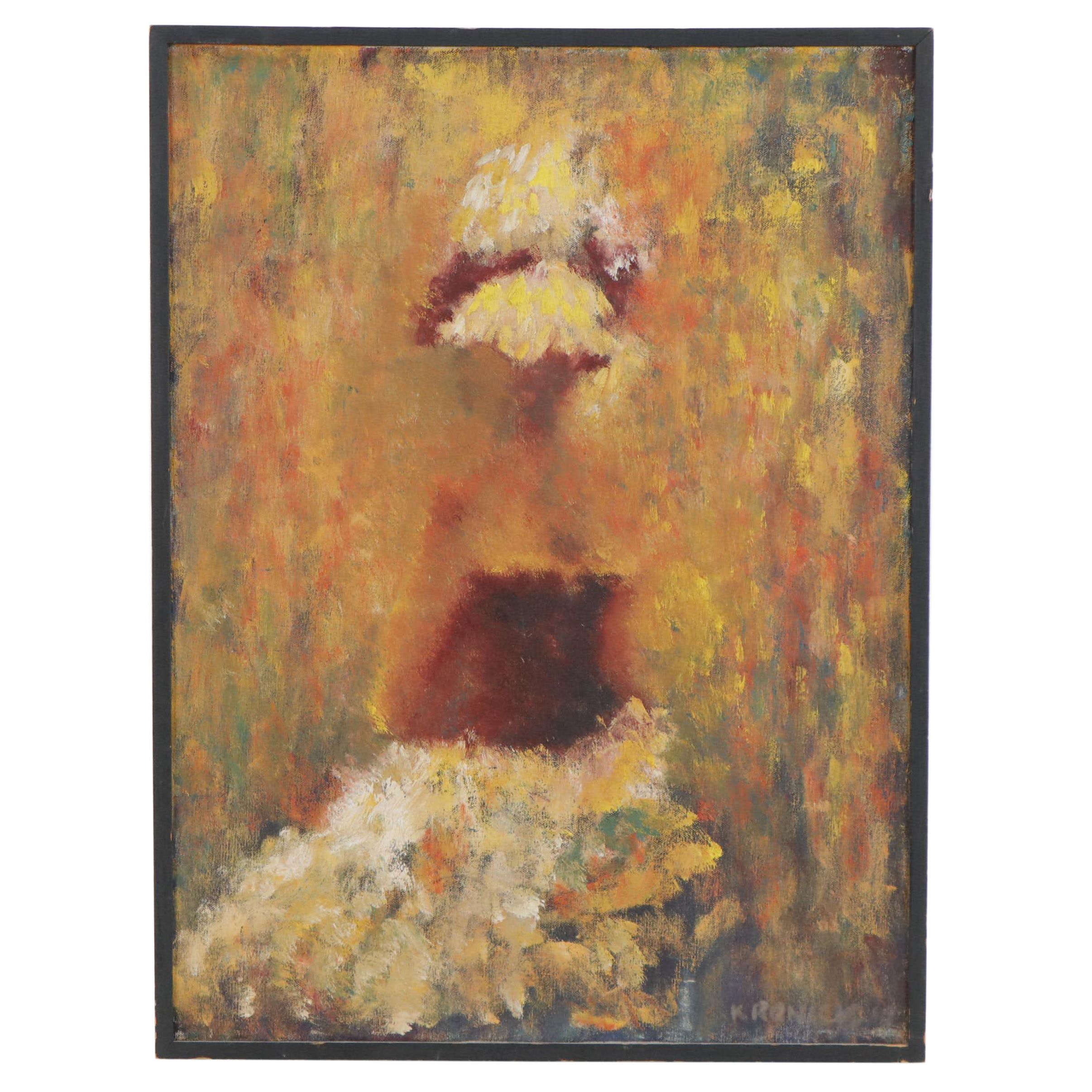 Kronick Oil Painting of an Impressionist Style Figure, Mid 20th Century ...