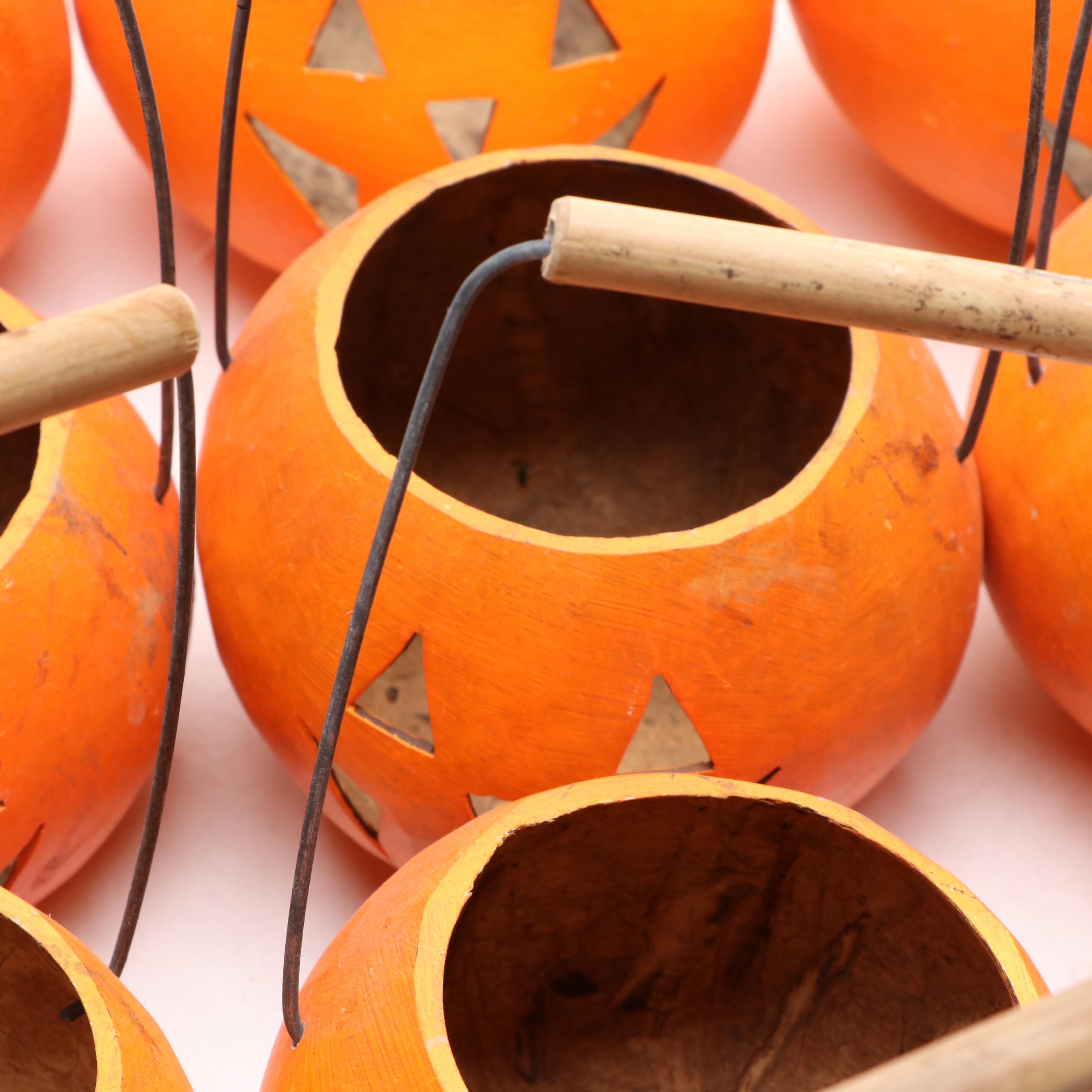 Folk Art Style Jack-O-Lantern Baskets | EBTH