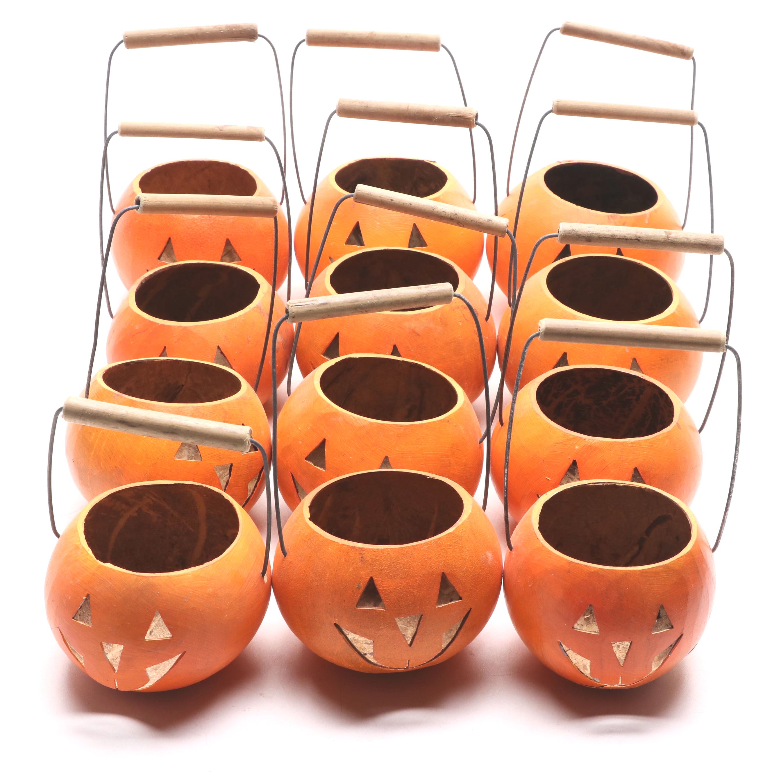 Folk Art Style Jack-O-Lantern Baskets | EBTH