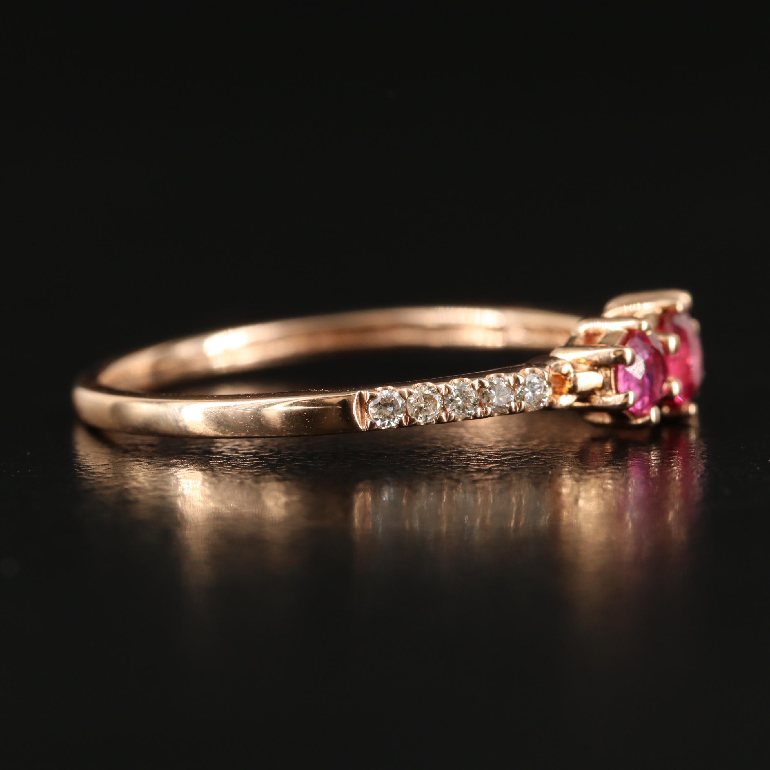 18K Rose Gold Ruby and Diamond Stacking Band | EBTH