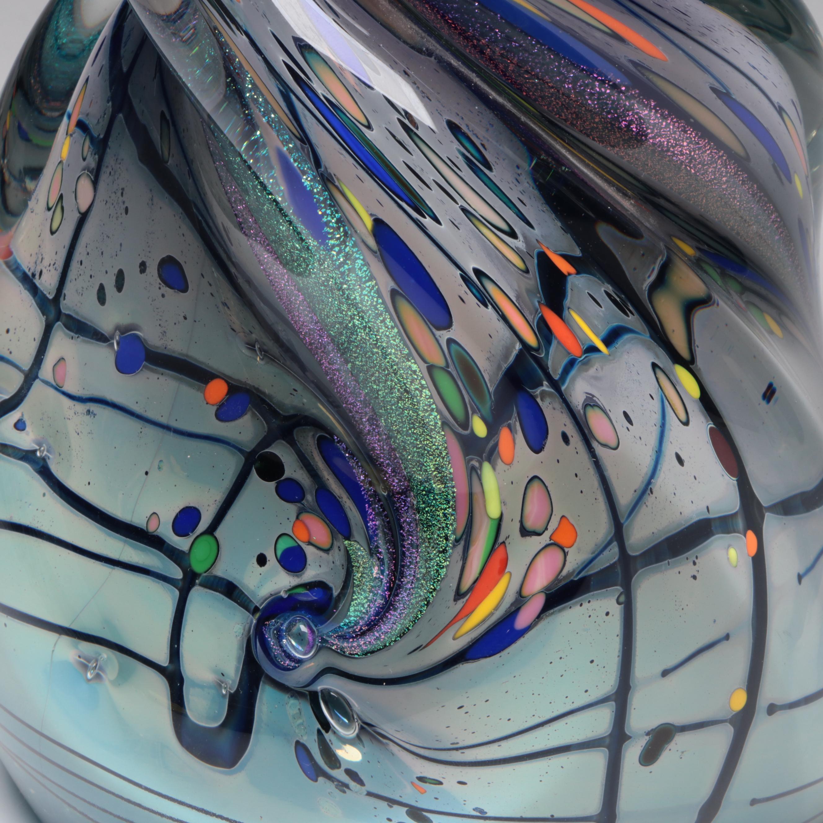 Rollin Karg Dichroic and Multicolor Abstract Art Glass Sculpture, 1999 ...