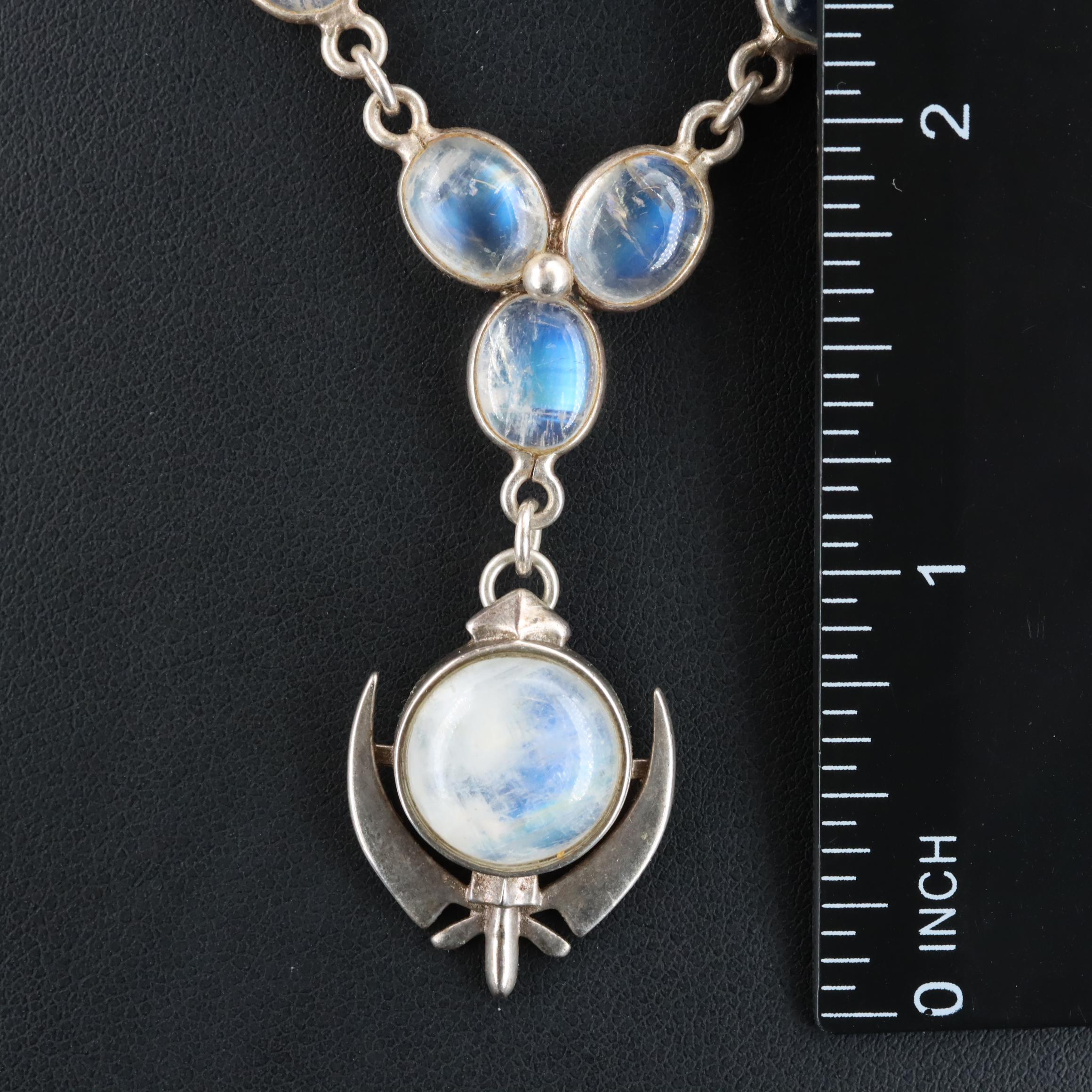 Sterling Sikh Necklaces One Featuring Moonstones | EBTH
