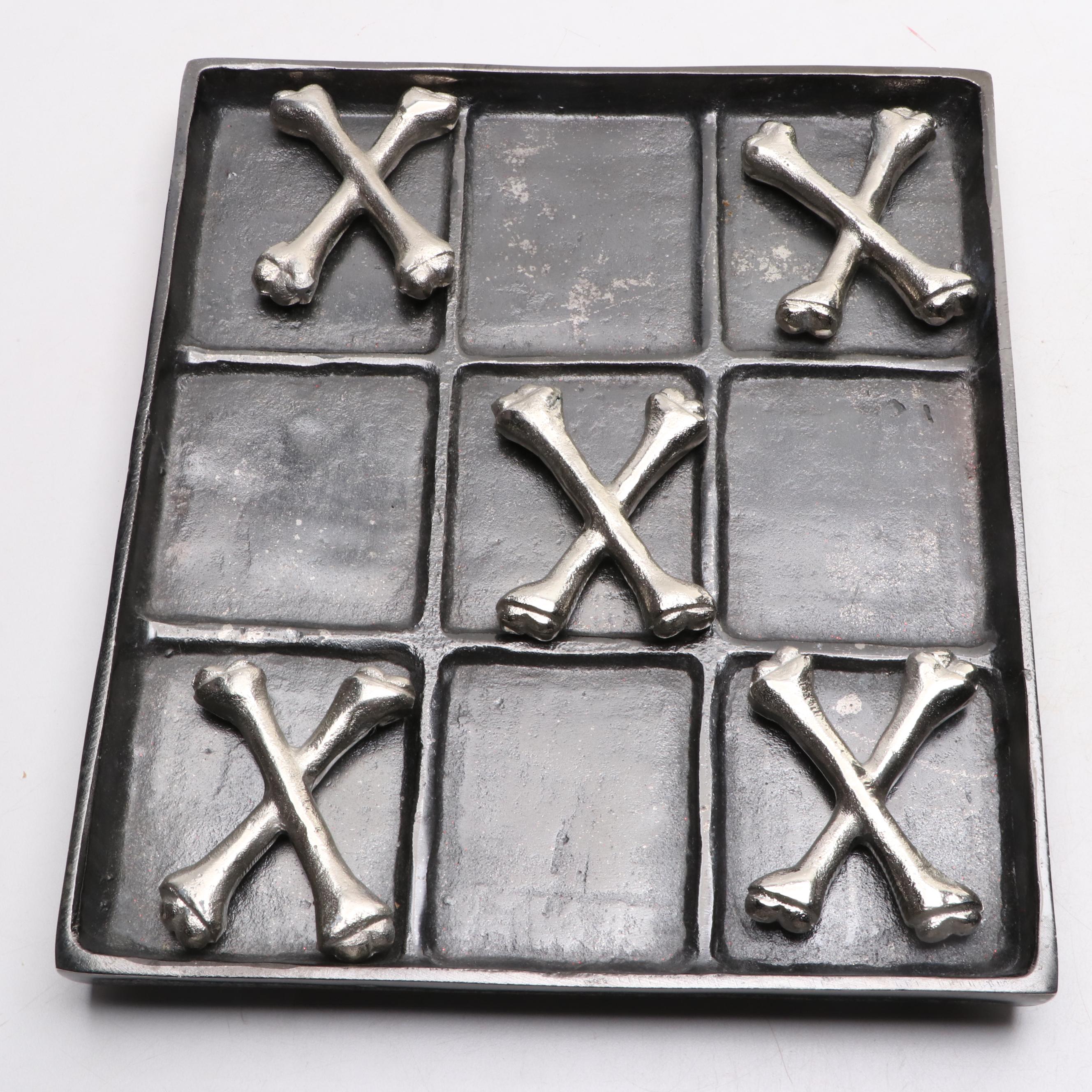 Metal Tic Tac Toe Bones Board with Wooden Skull and Italian Chain ...