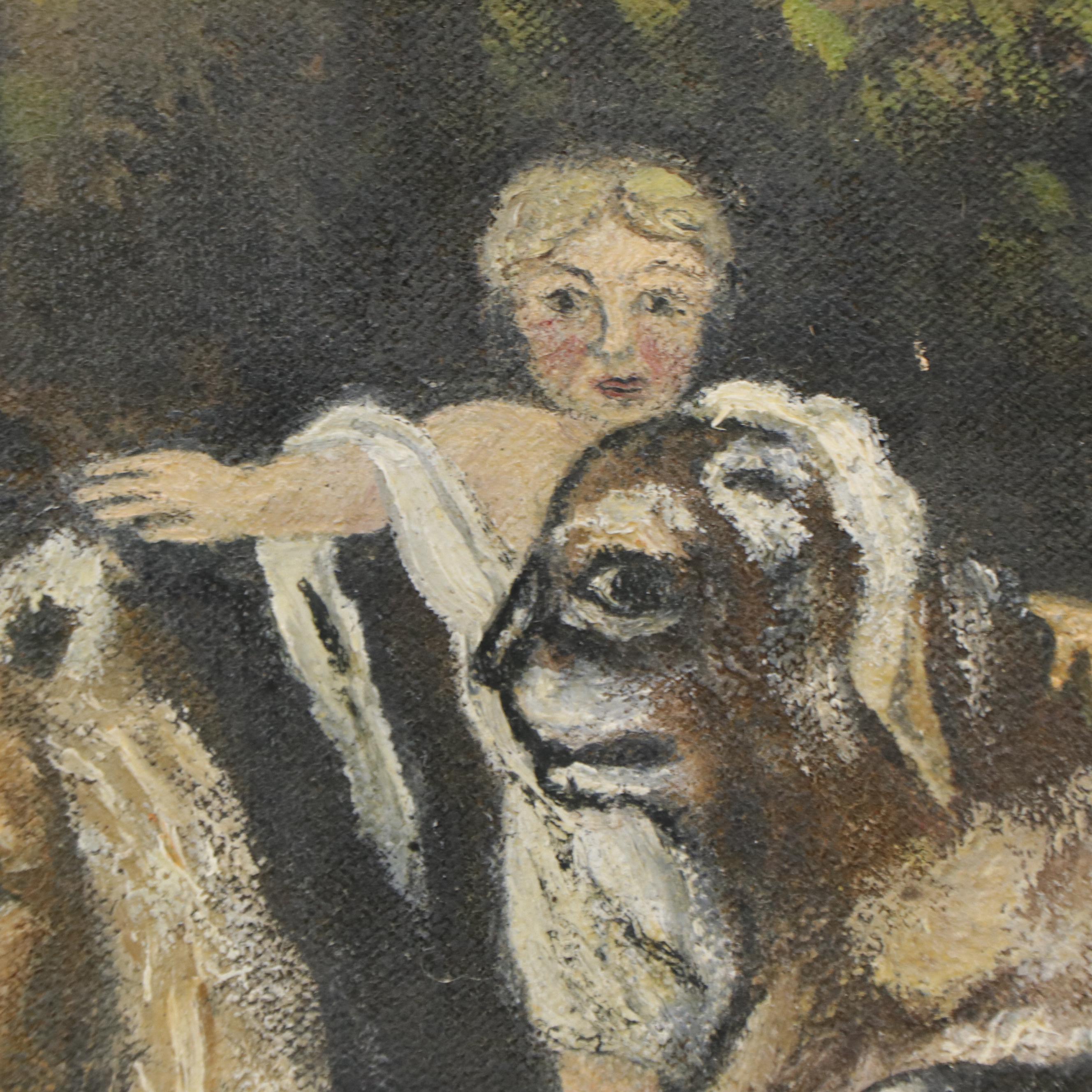 John Conklin Oil Painting of Figures With Animals | EBTH