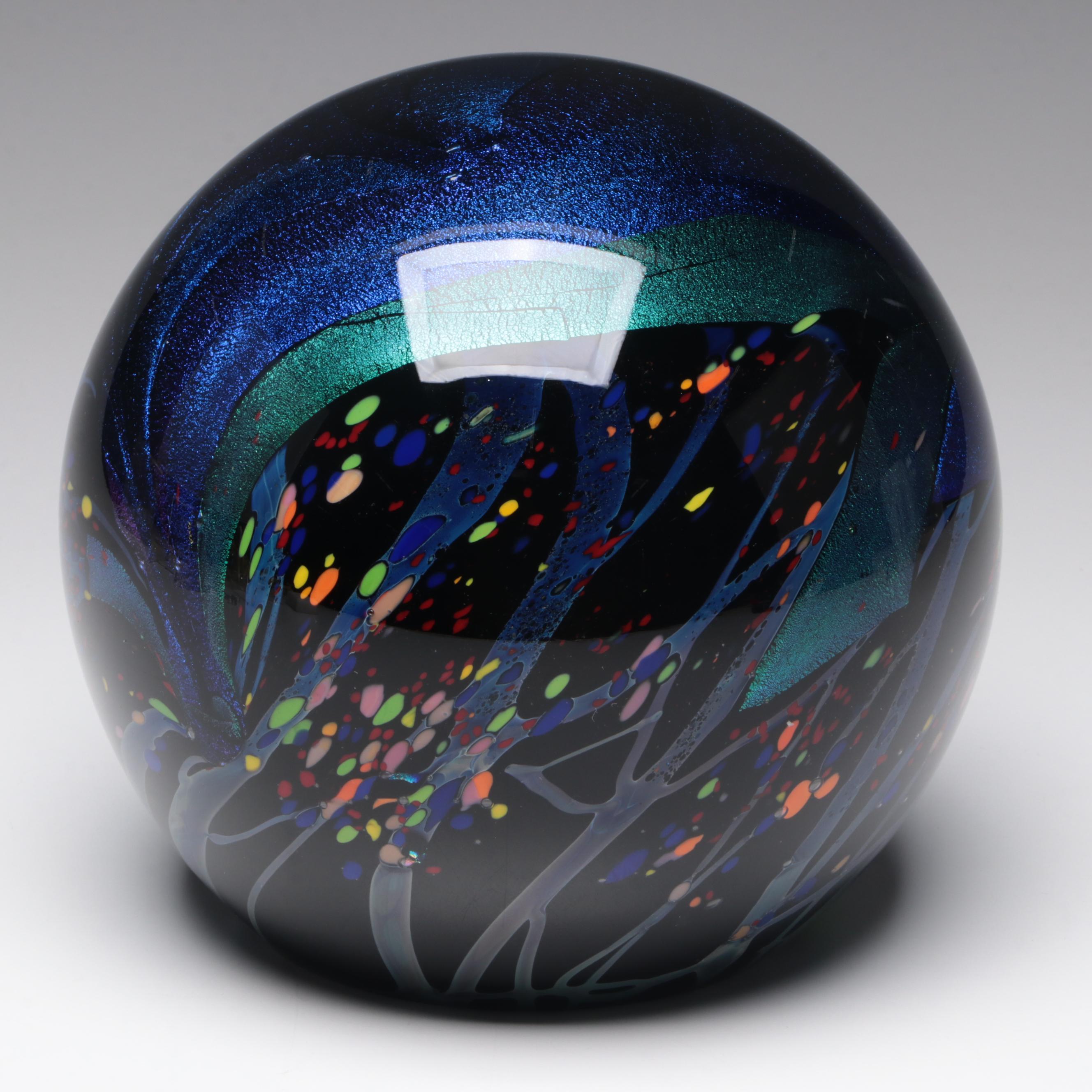 Rollin Karg Dichroic and Multicolor Abstract Art Glass Orb Sculpture ...