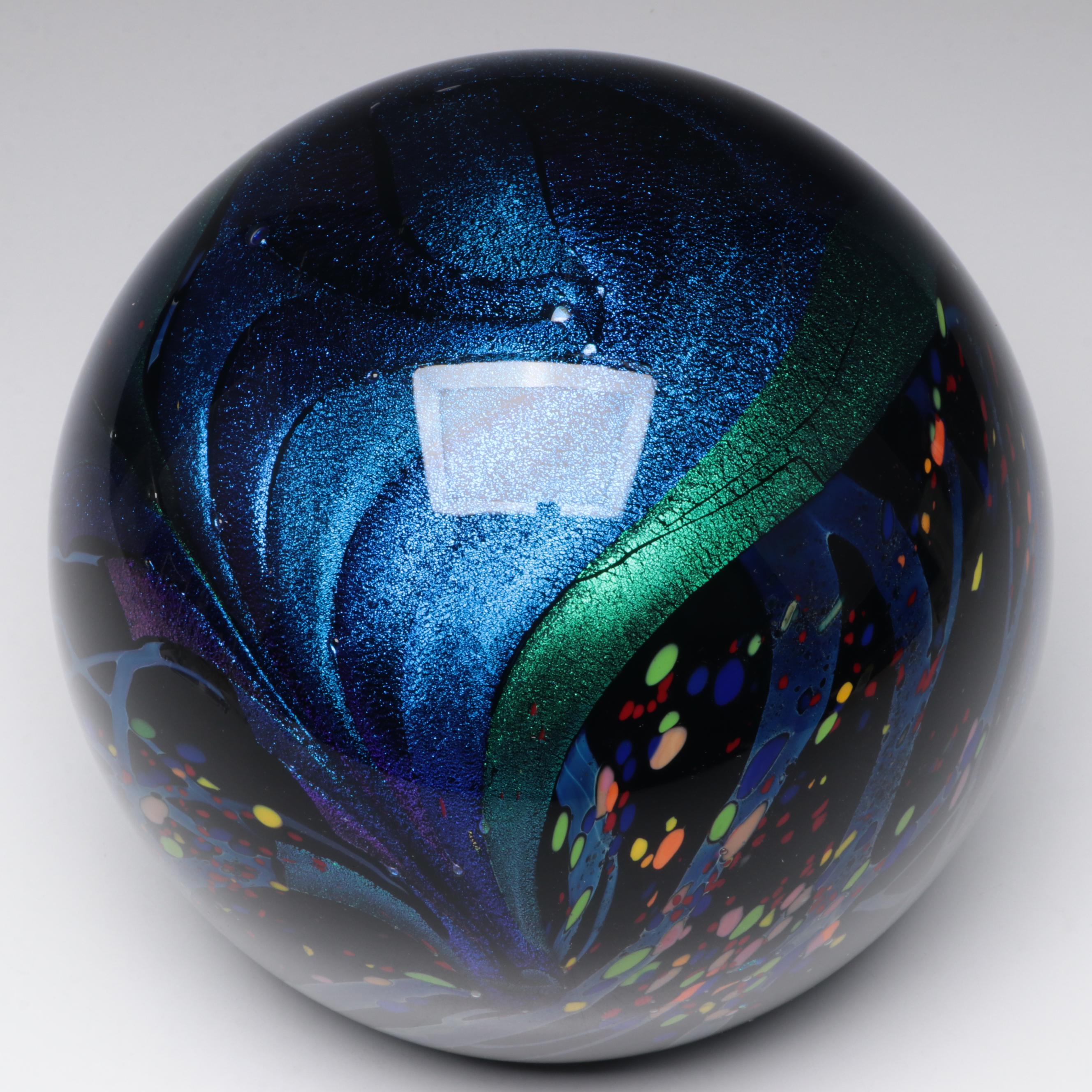 Rollin Karg Dichroic and Multicolor Abstract Art Glass Orb Sculpture ...