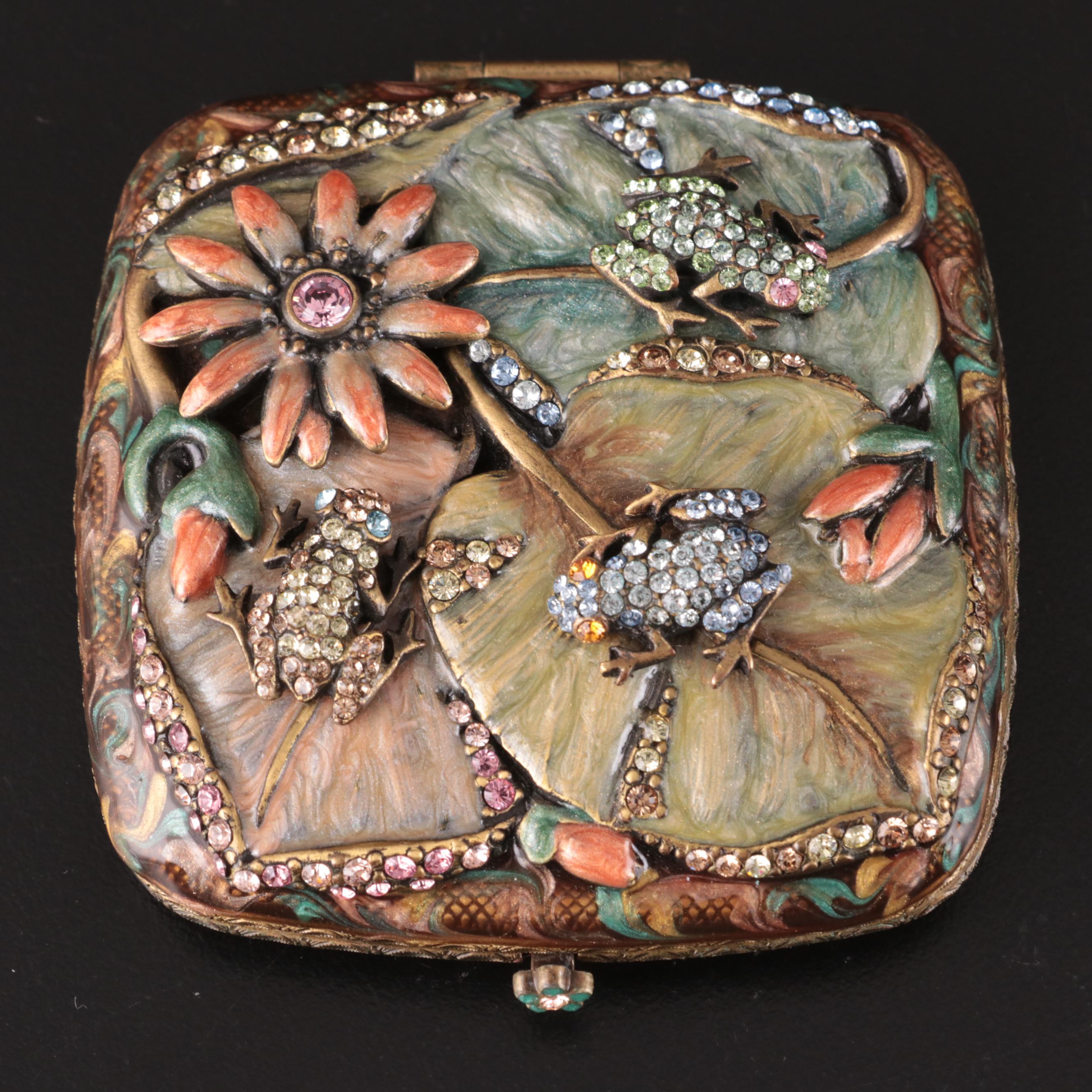 Jay Strongwater Frog Motif Enameled Compact | EBTH
