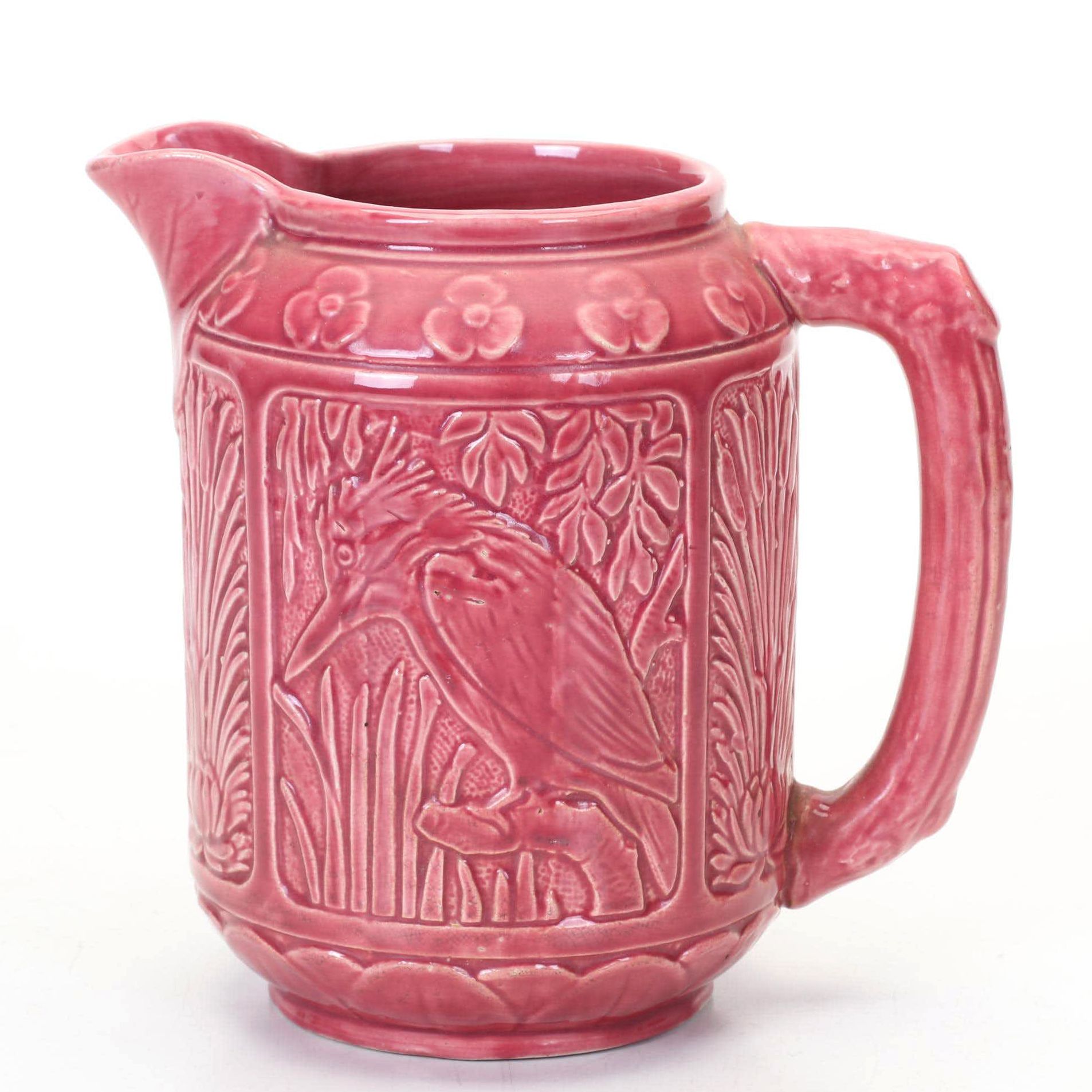 Weller Pottery "Zona" Rose Pink Kingfisher Water Pitcher, 1920s | EBTH