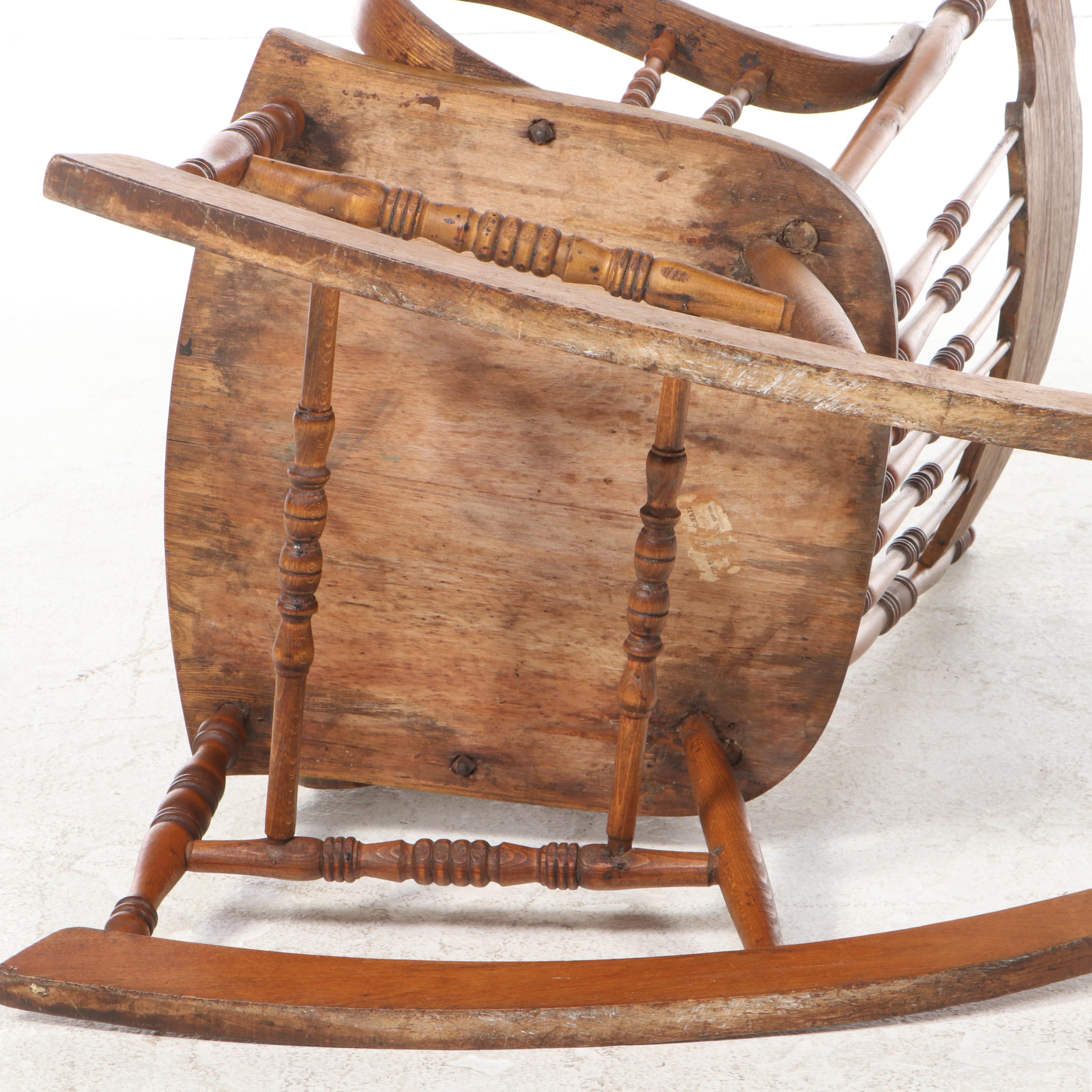 Ohio Late Victorian Ash Pressed and Spindle-Back Rocker, circa 1900 | EBTH