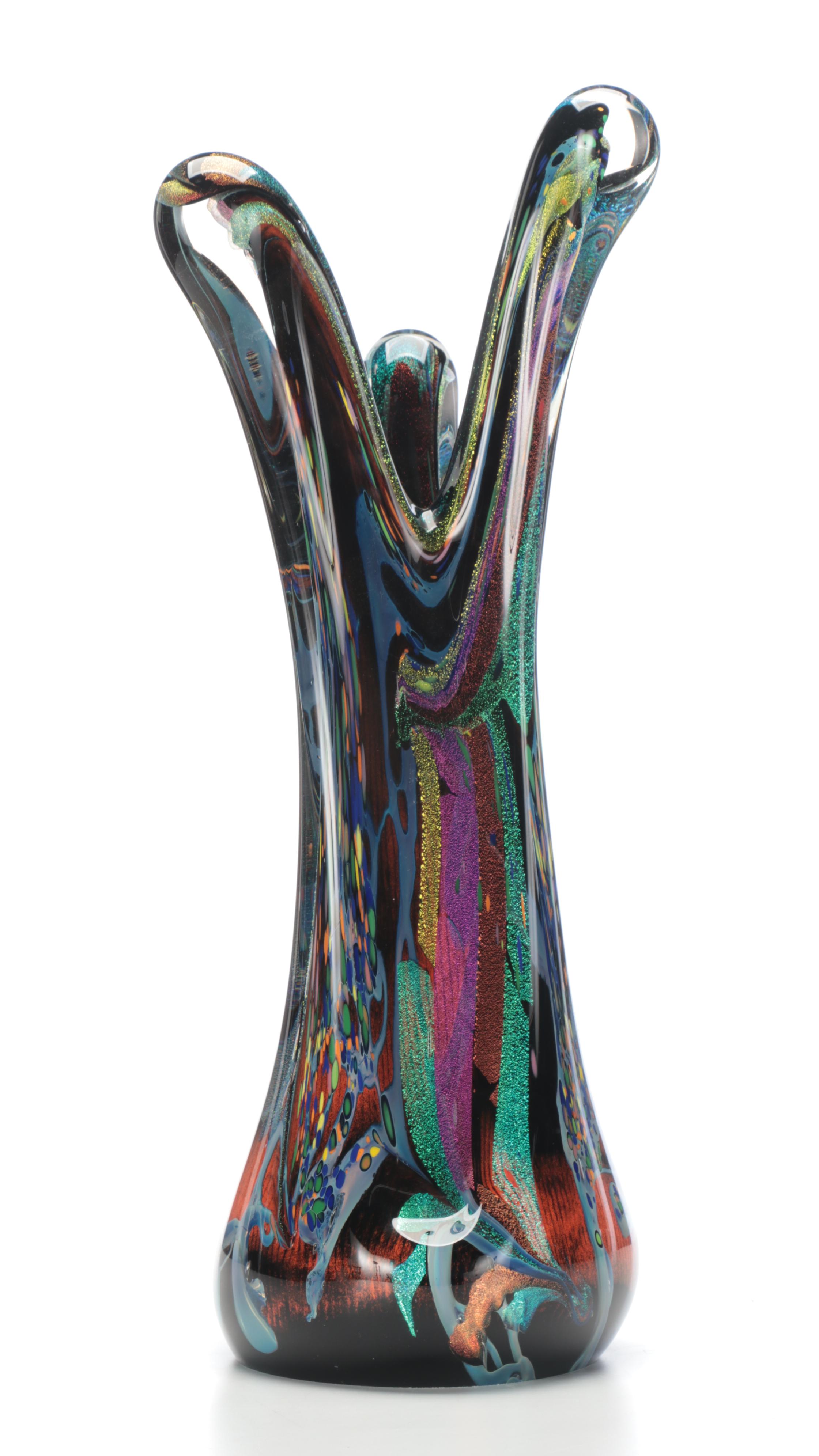 Rollin Karg Large Dichroic Three-Fingered Abstract Art Glass Sculpture ...