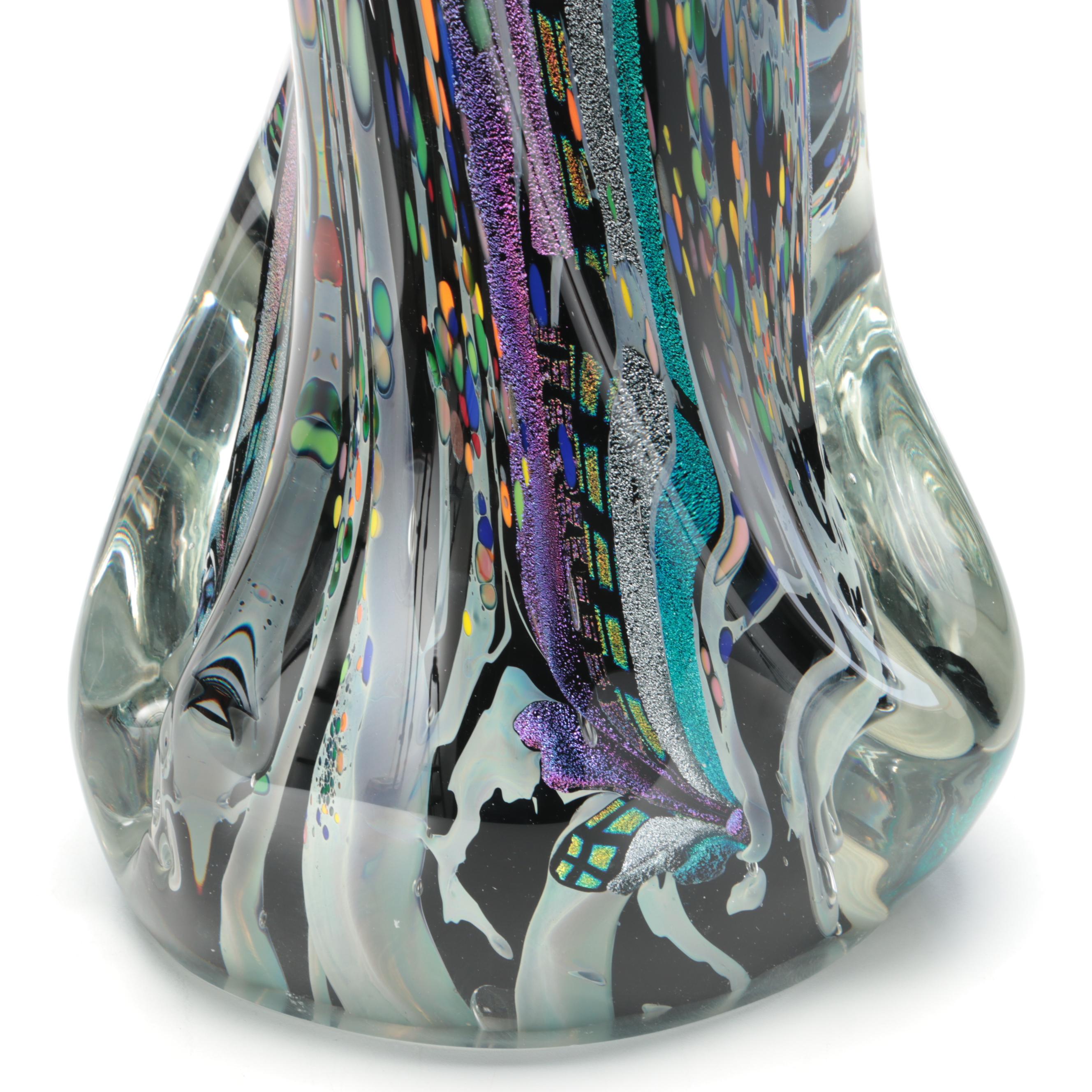 Rollin Karg Large Dichroic and Multicolor Abstract Art Glass Sculpture ...