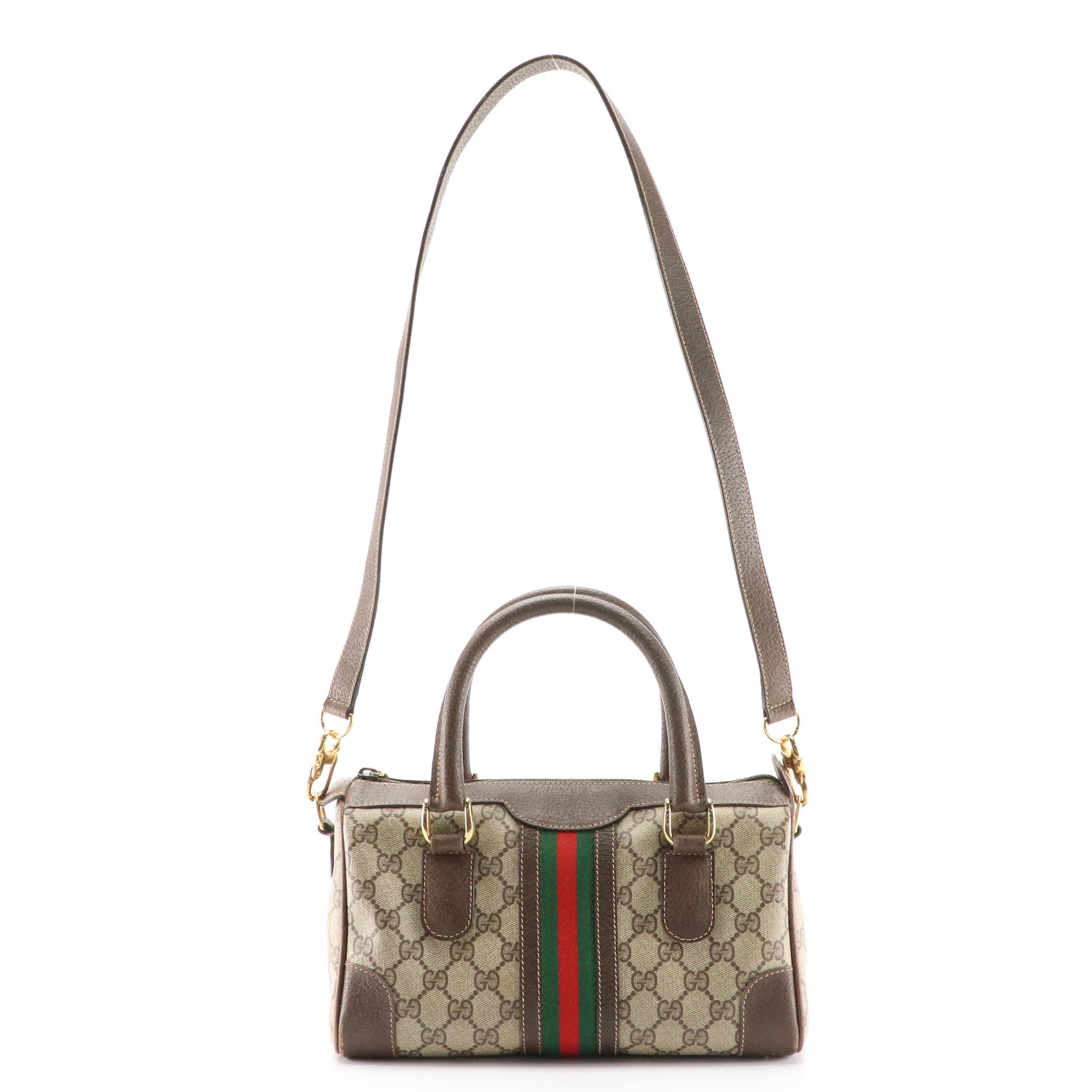 Gucci Supreme Canvas, Web Stripe, and Cinghiale Leather Two-Way Bag | EBTH