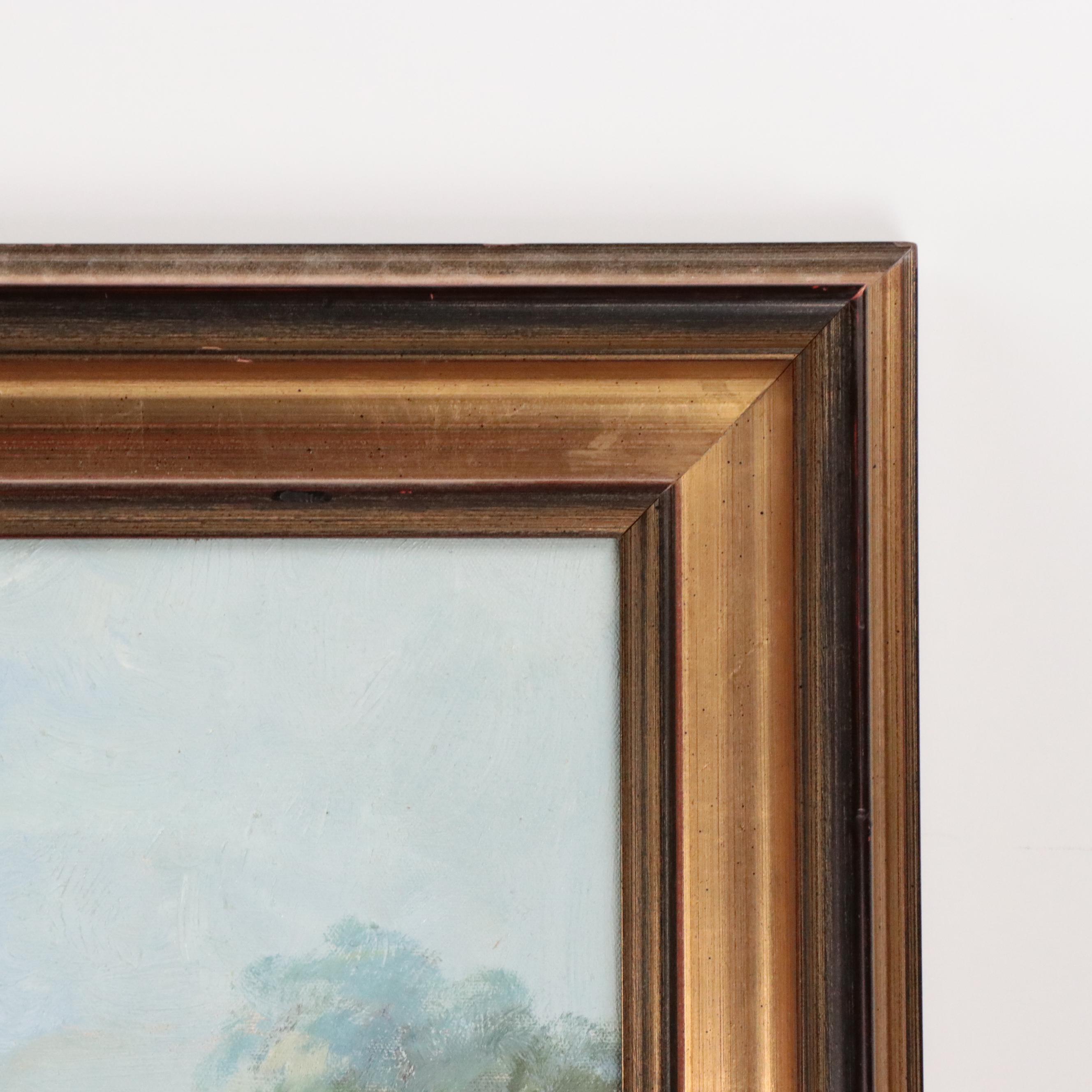 Sheppard Large Scale Landscape Oil Painting of River, Late 20th Century ...