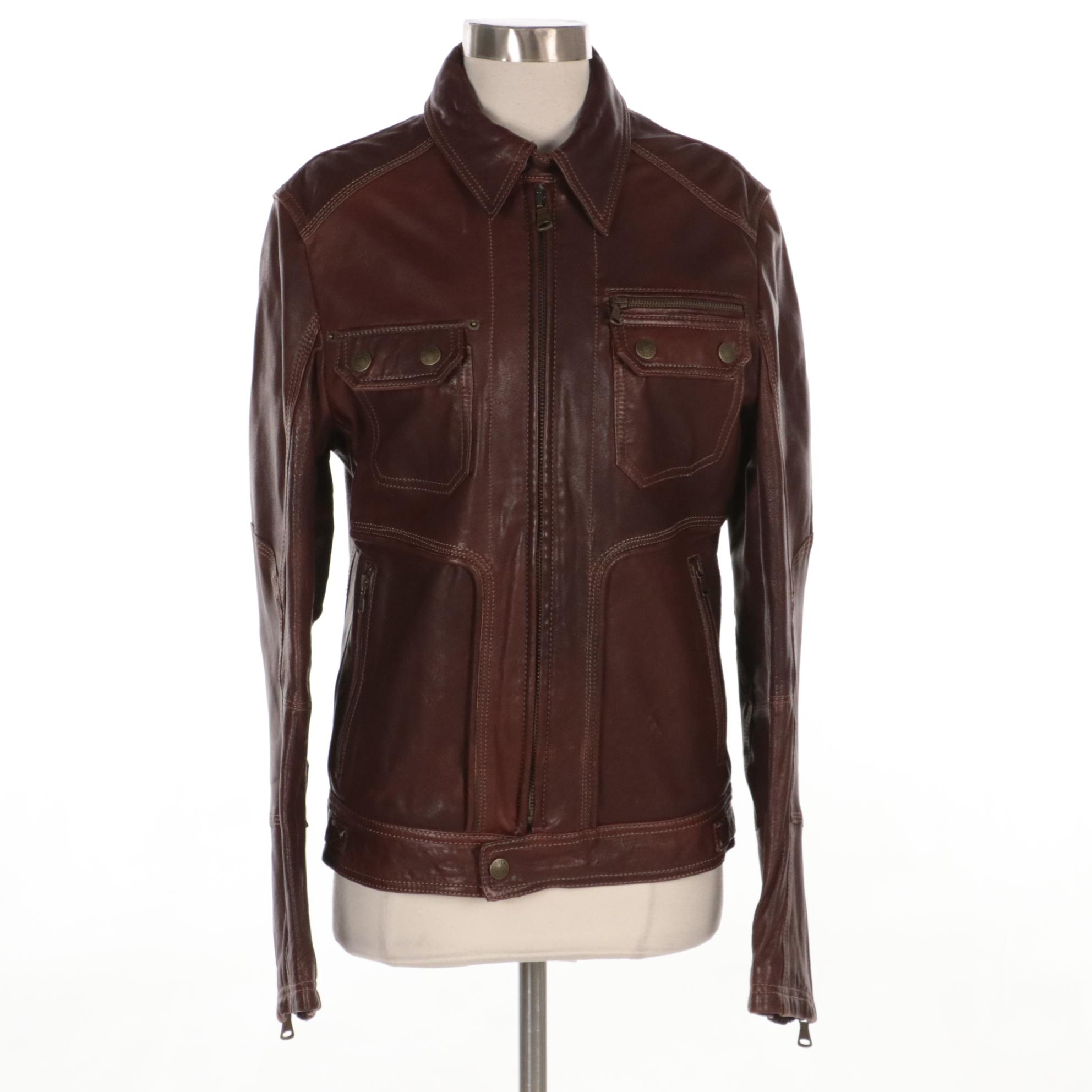Men's Dolce & Gabbana Brown Lambskin Leather Jacket | EBTH