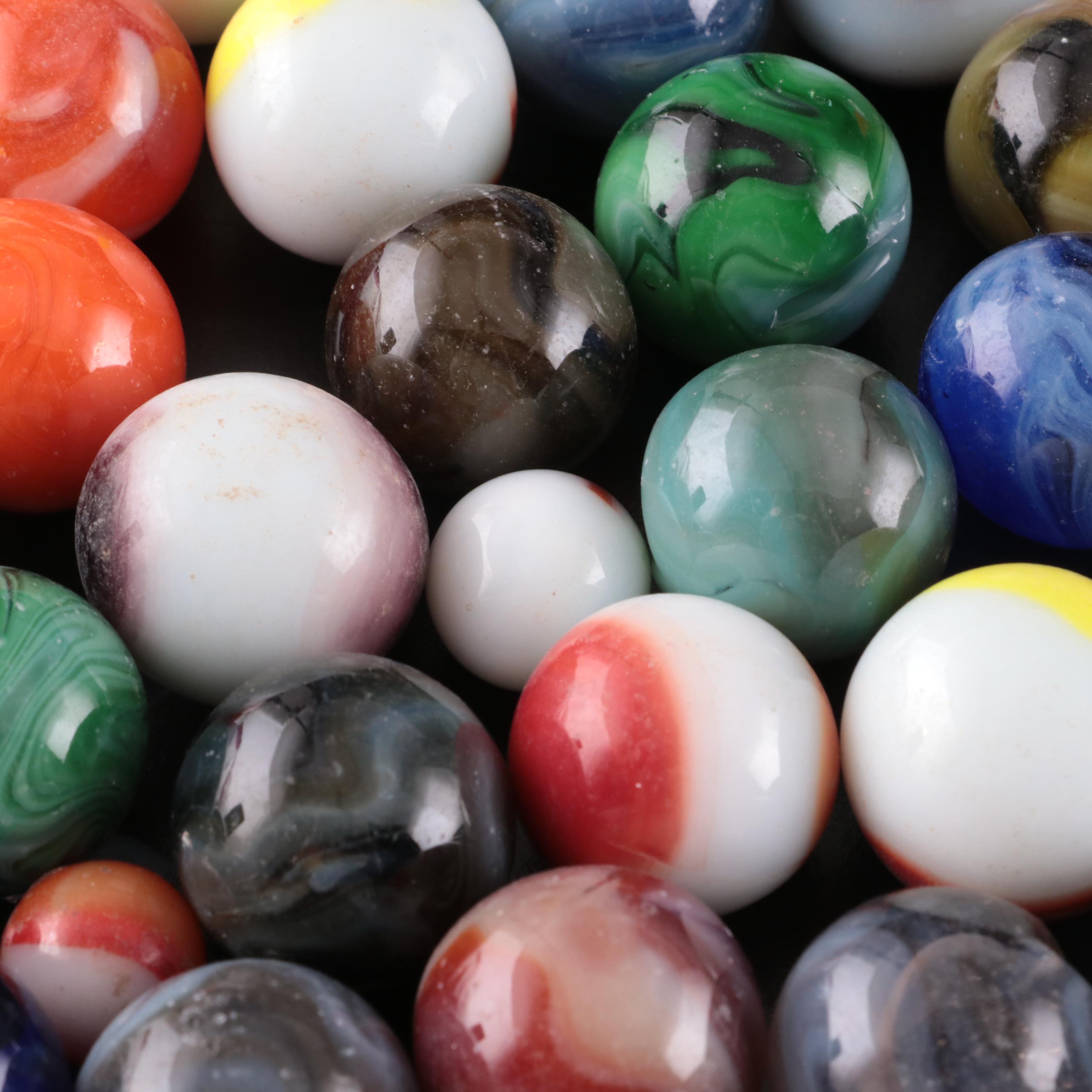Machine Made Opaque Rainbow Marbles with More Machine Made Glass ...