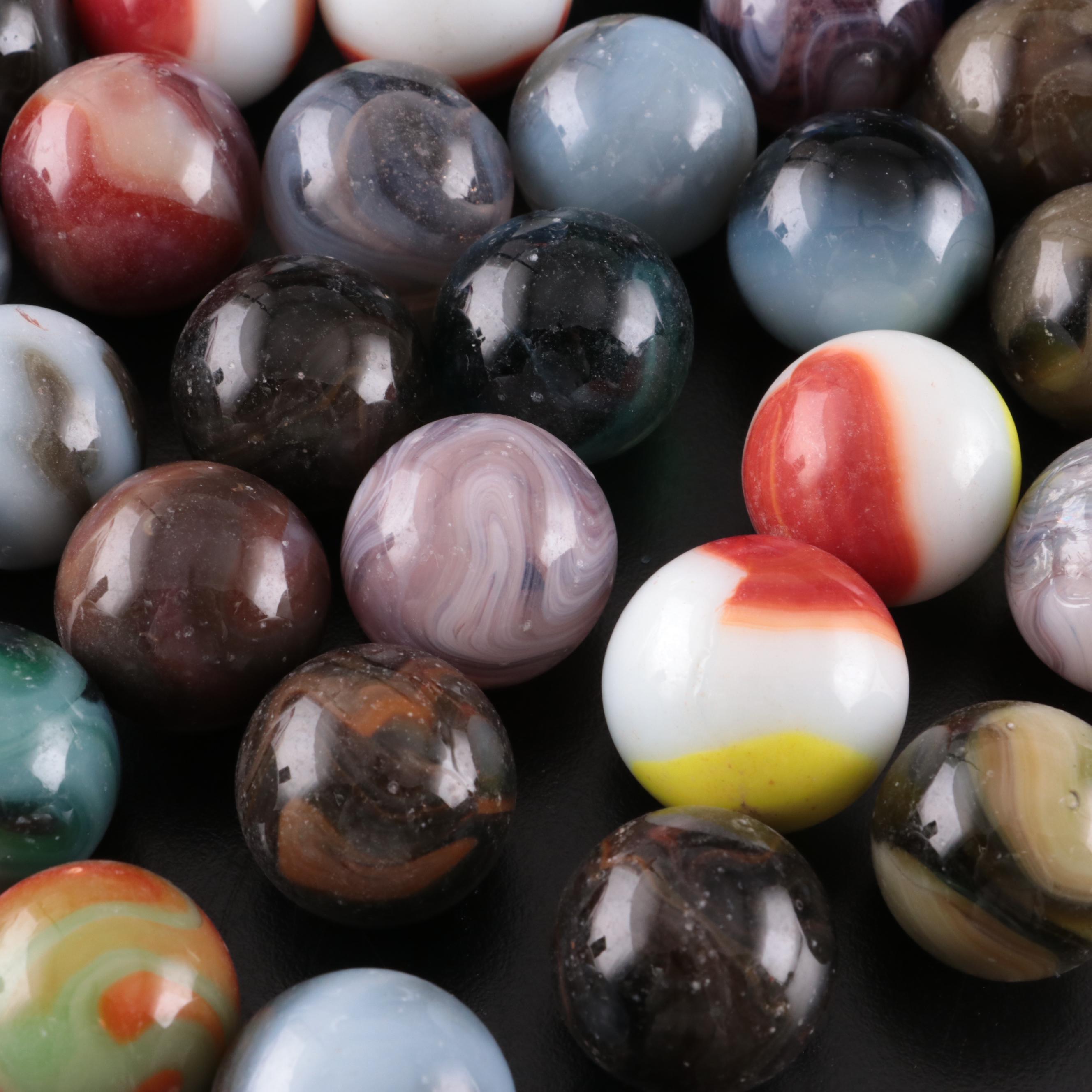 Machine Made Opaque Rainbow Marbles with More Machine Made Glass ...