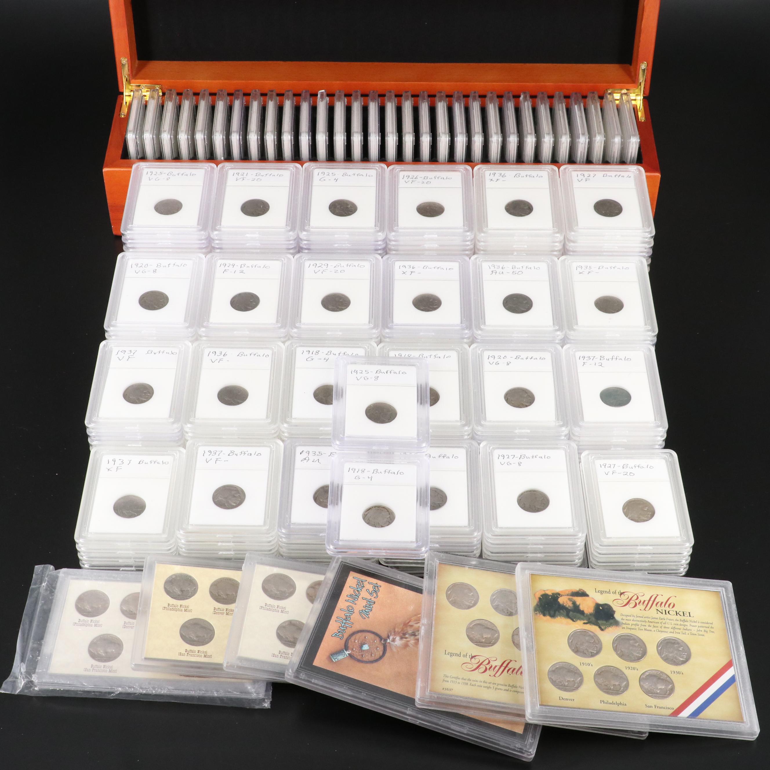 Collection of One Hundred Ninety Buffalo Nickels Most in Plastic ...