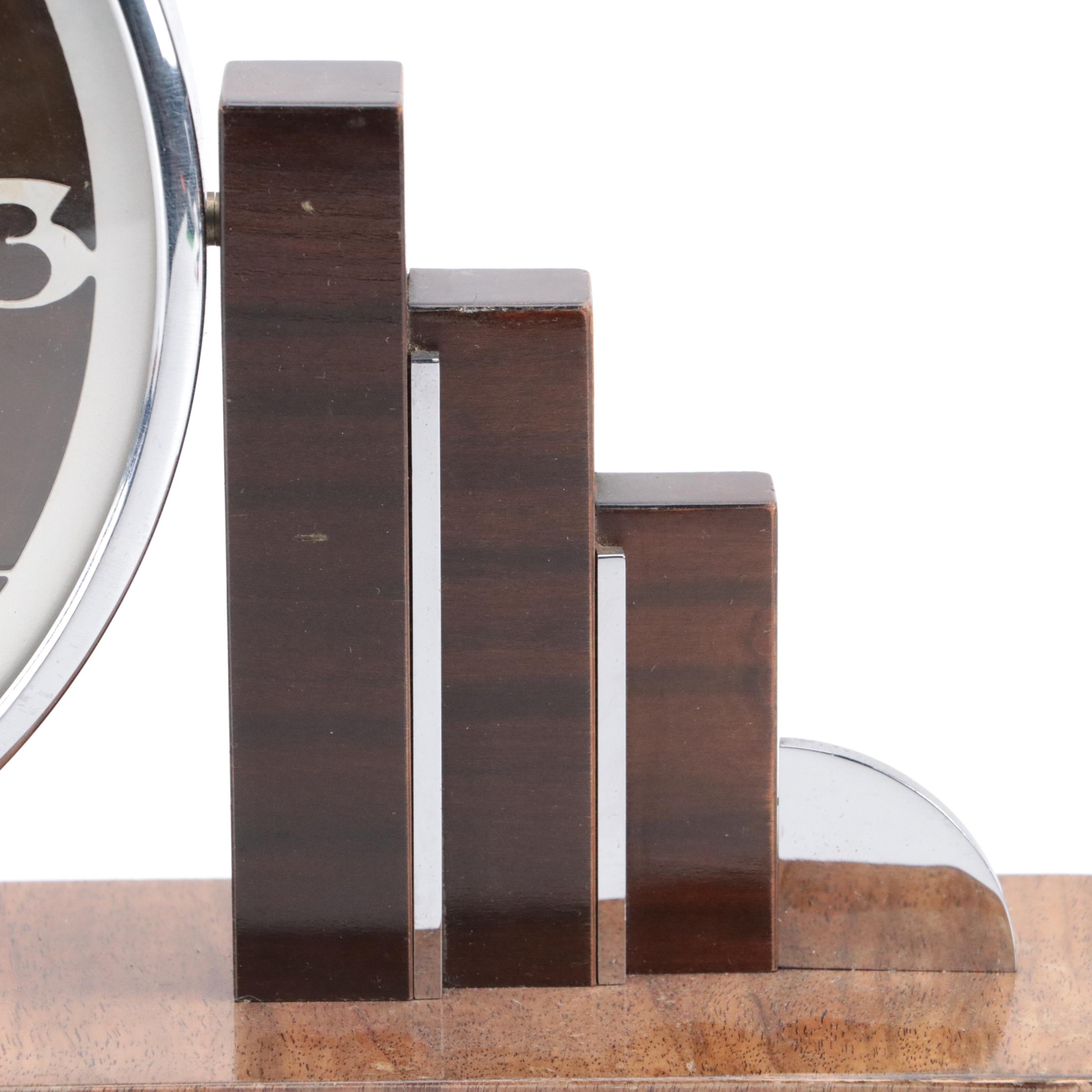 Art Deco Style Clock with Gooseneck Metal Task Lamp Attributed to ...