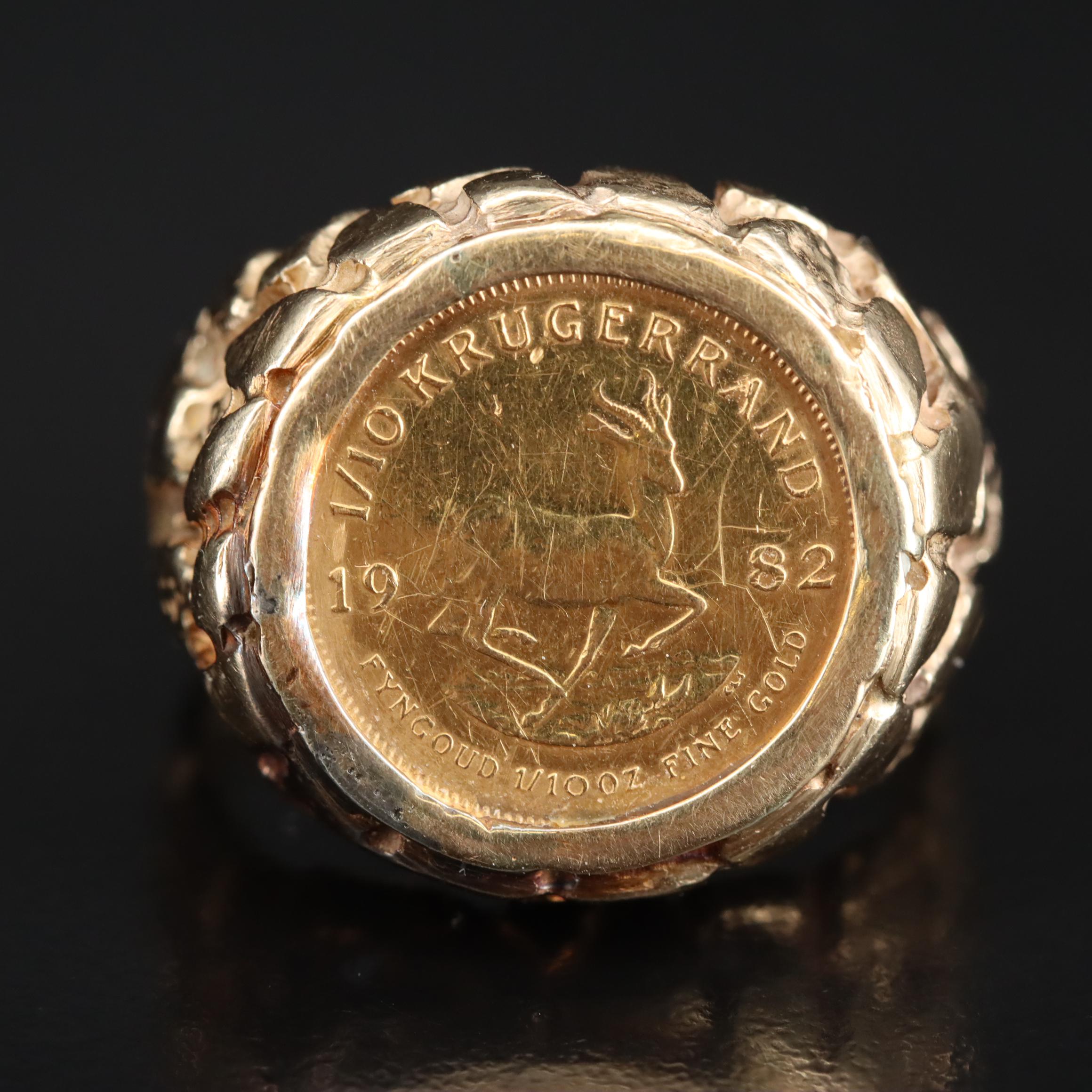 14K Ring with 1982 South African 1/10th Krugerrand Gold Coin | EBTH
