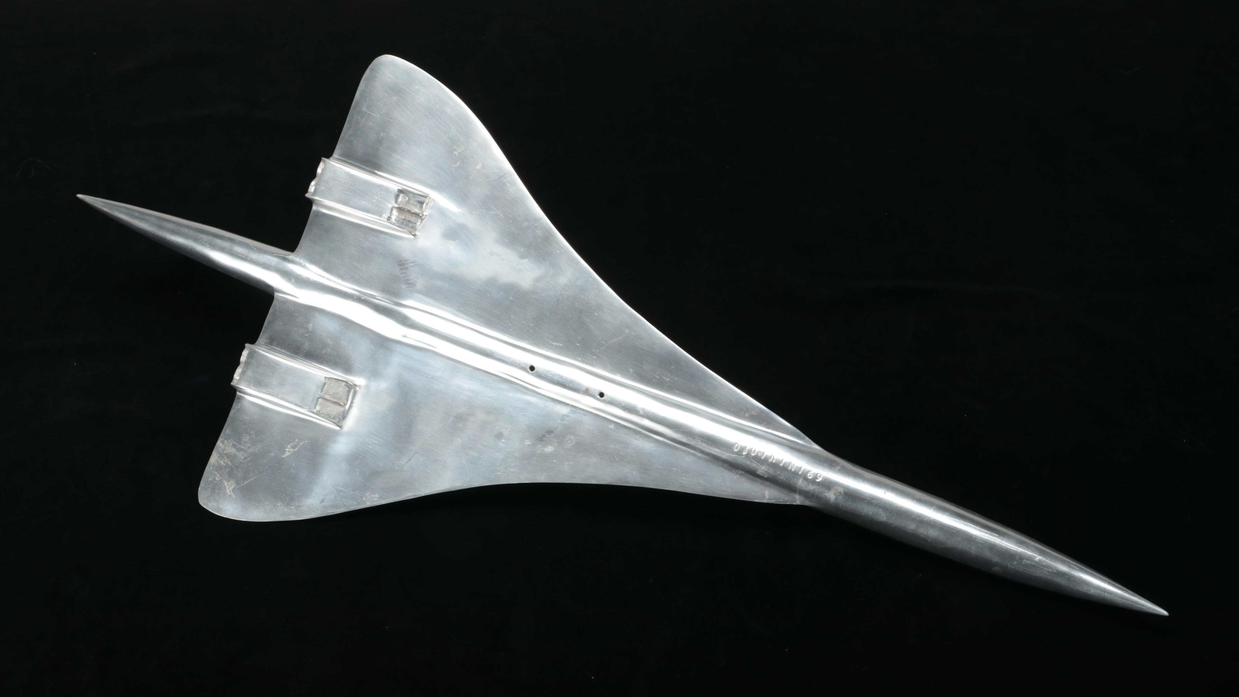 Brushed Metal Concorde Style Airplane Sculpture | EBTH