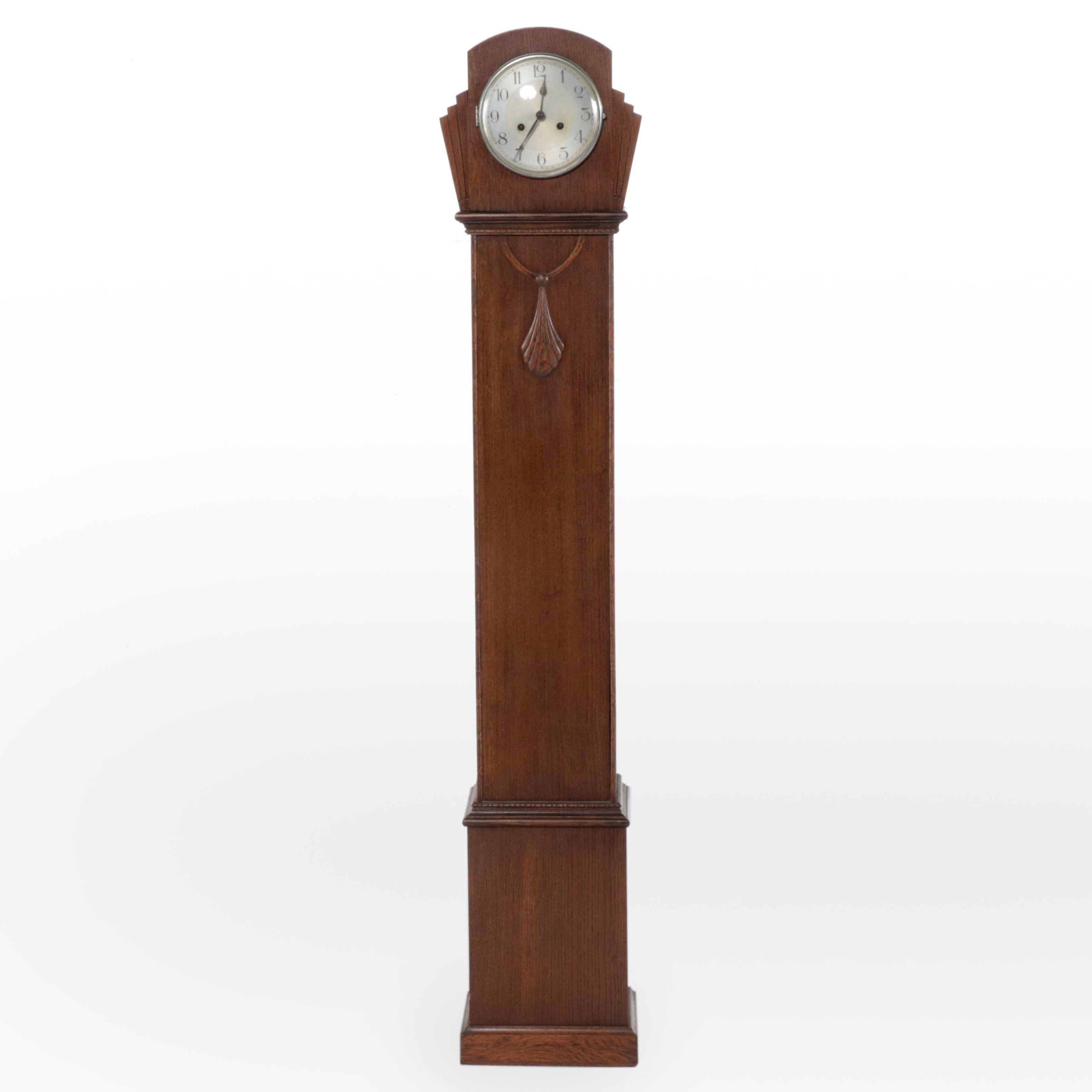 Art Deco Haller Foreign Oak Grandfather Clock, Early to Mid-20th ...