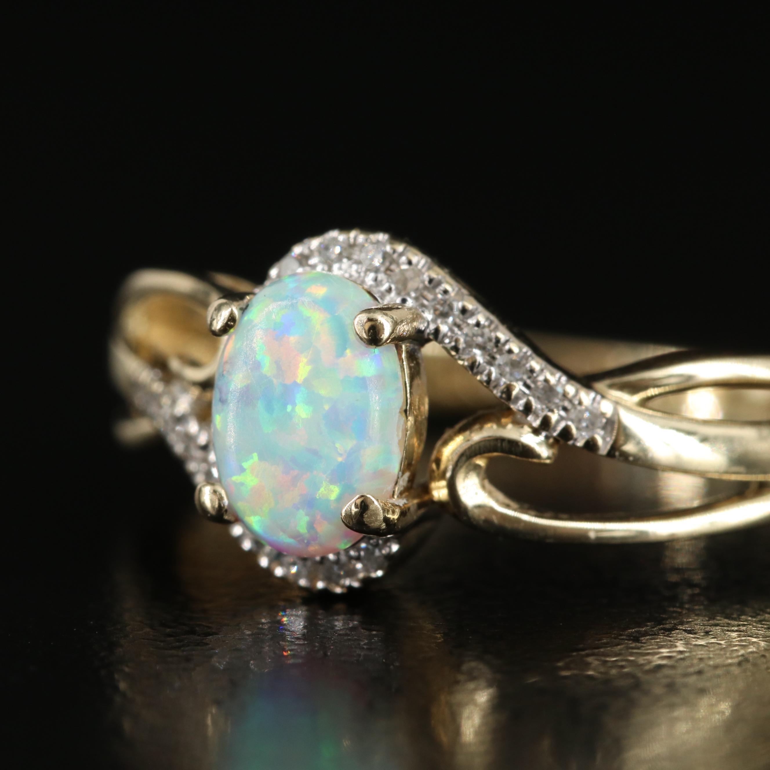 10K Opal and Diamond Ring | EBTH