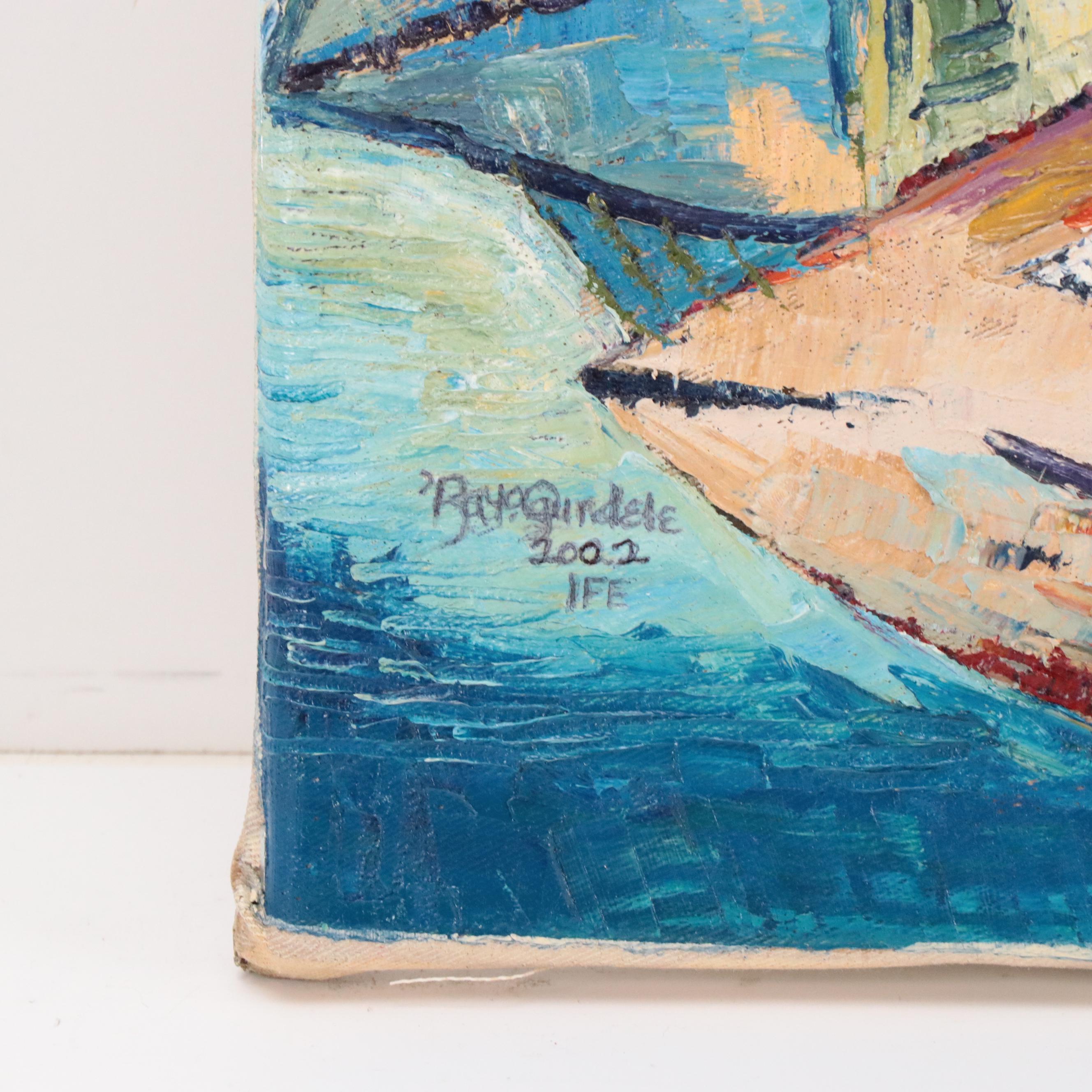 Bayo Ogundele Stylized Mixed Media Painting "Fishes," 2022 | EBTH