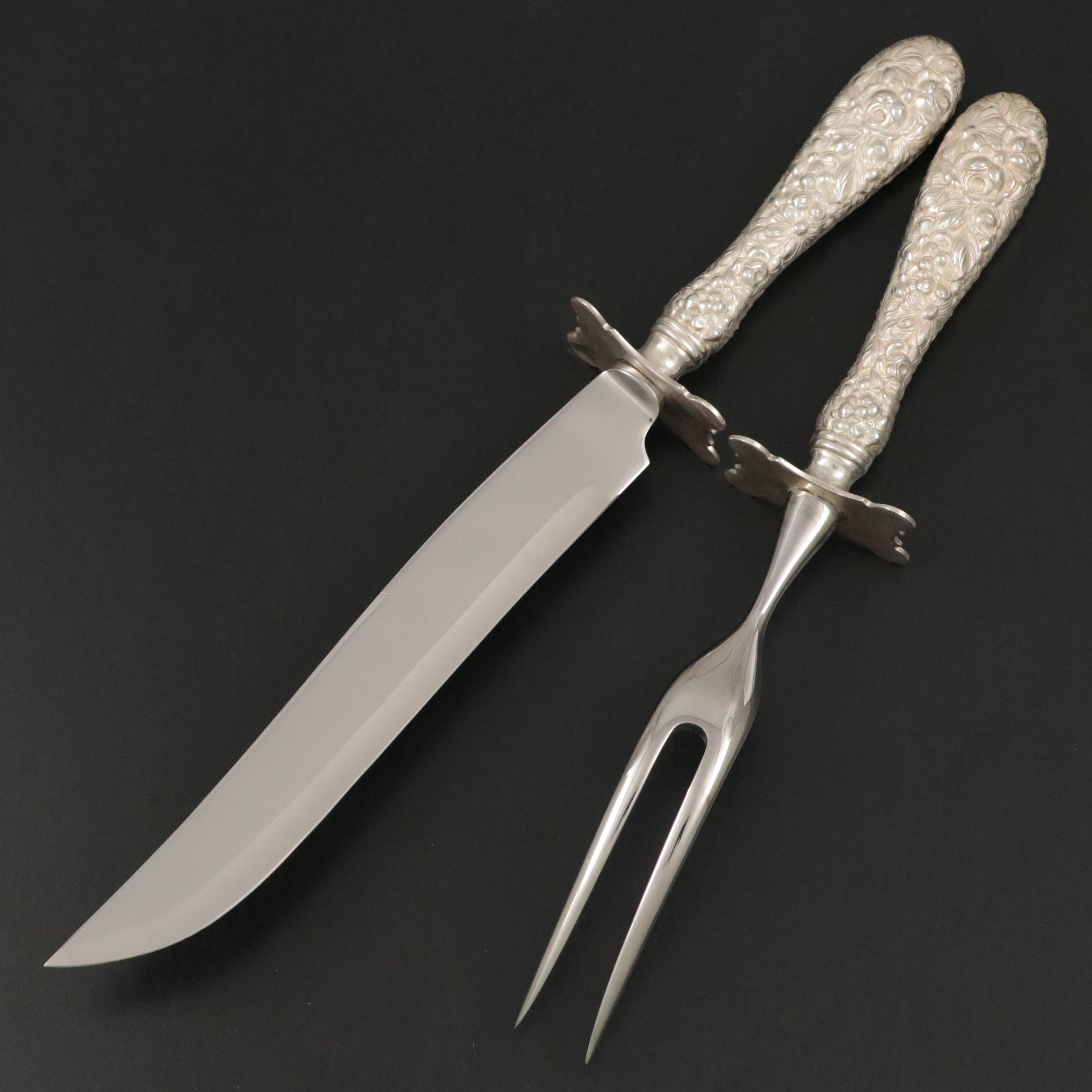 Stieff "Stieff Rose" Sterling Silver Handled Carving Set | EBTH