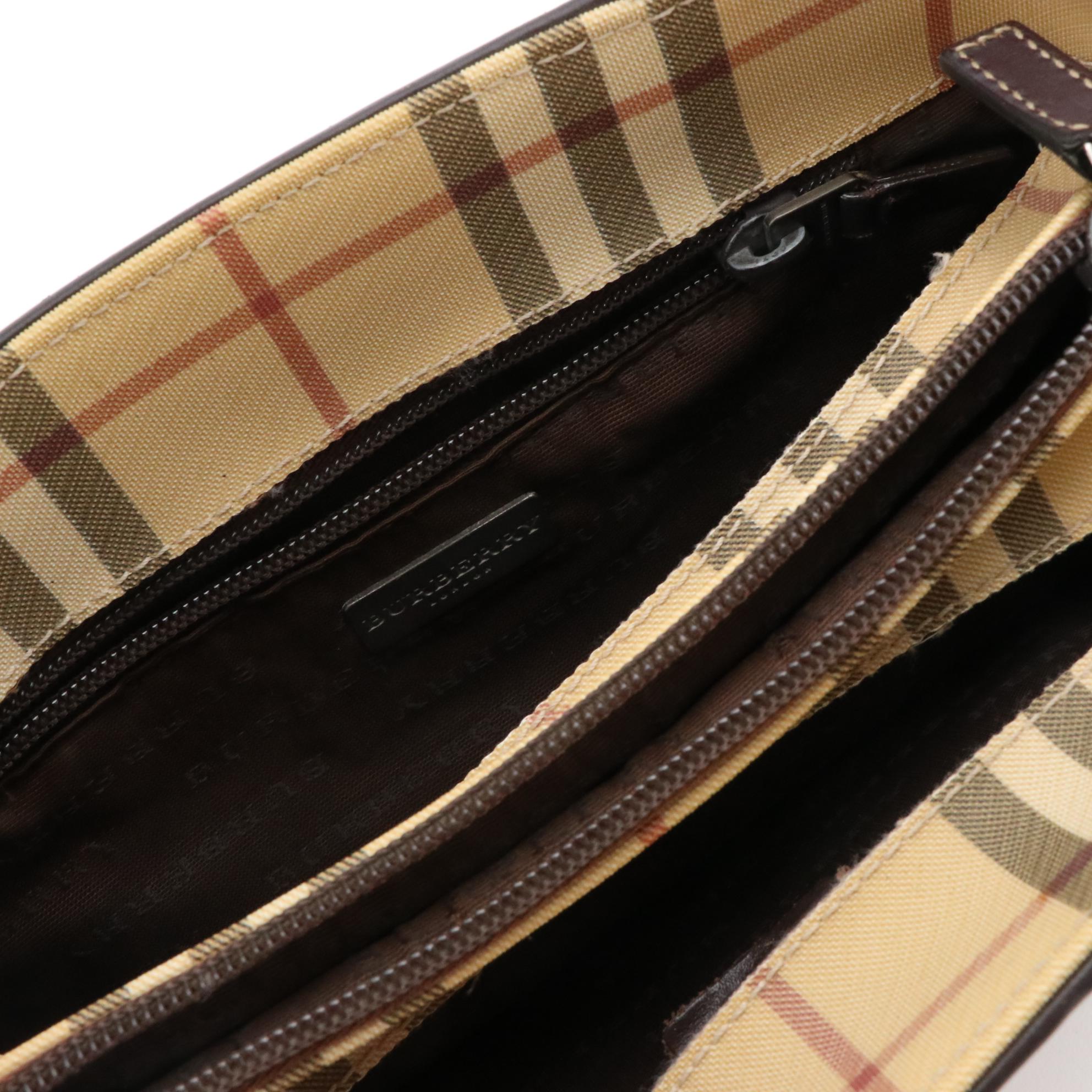 Burberry Nova Check Handbag with Brown Leather Trim | EBTH