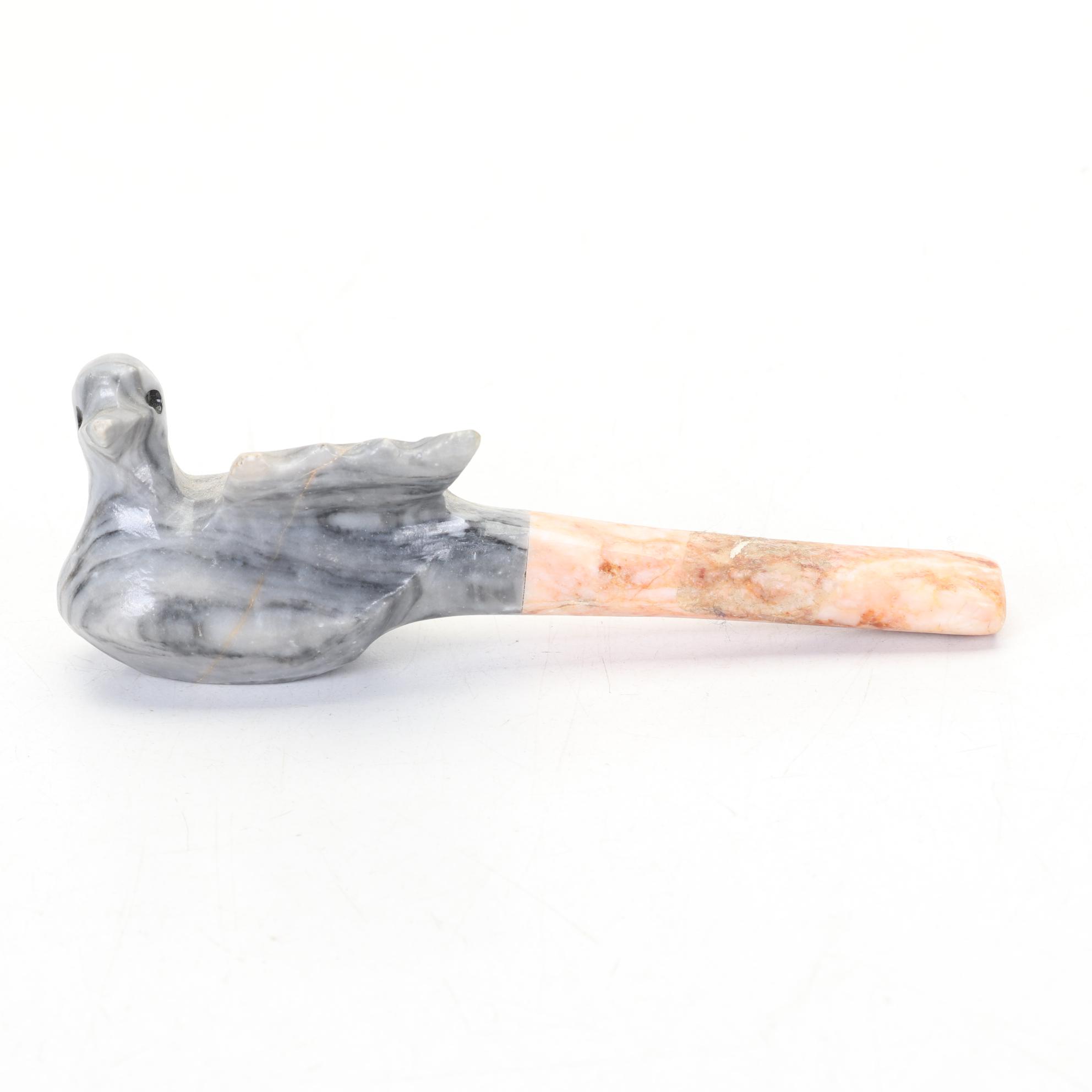 Carved Stone Bird Figural Smoking Pipe | EBTH