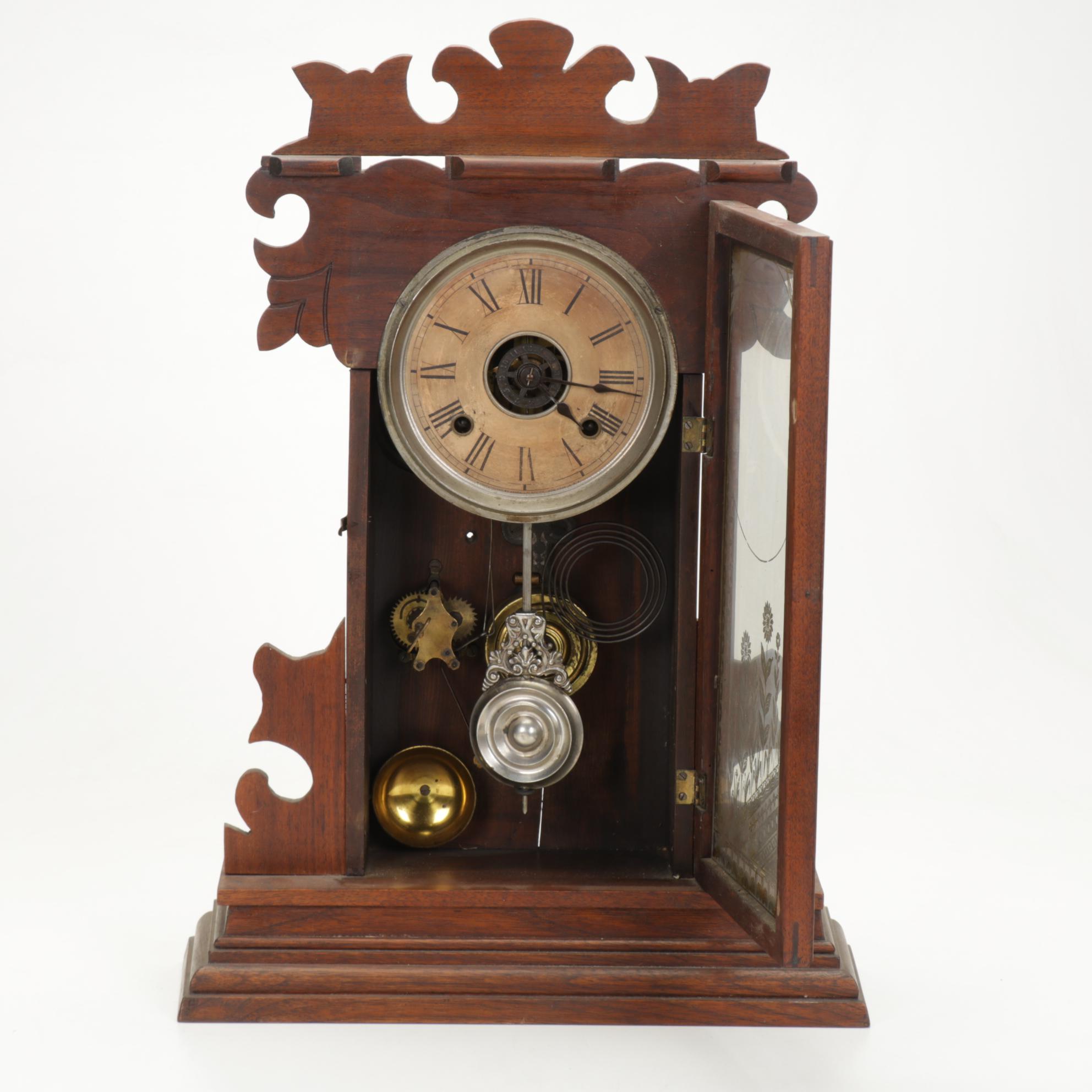 Carved Wood Gingerbread Style Mantel Clock | EBTH