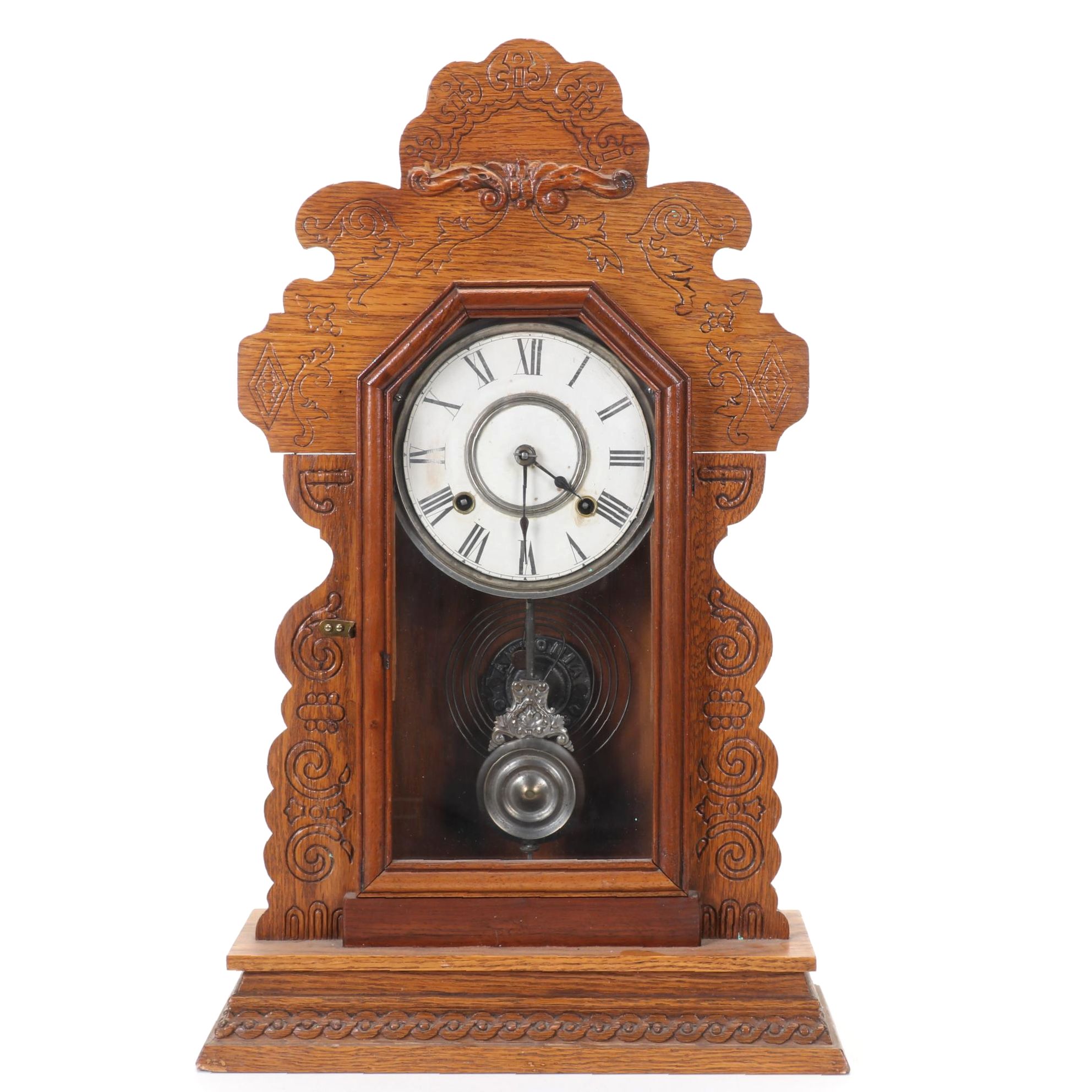 Ansonia Clock Co. Carved Wood Gingerbread Mantel Clock | EBTH