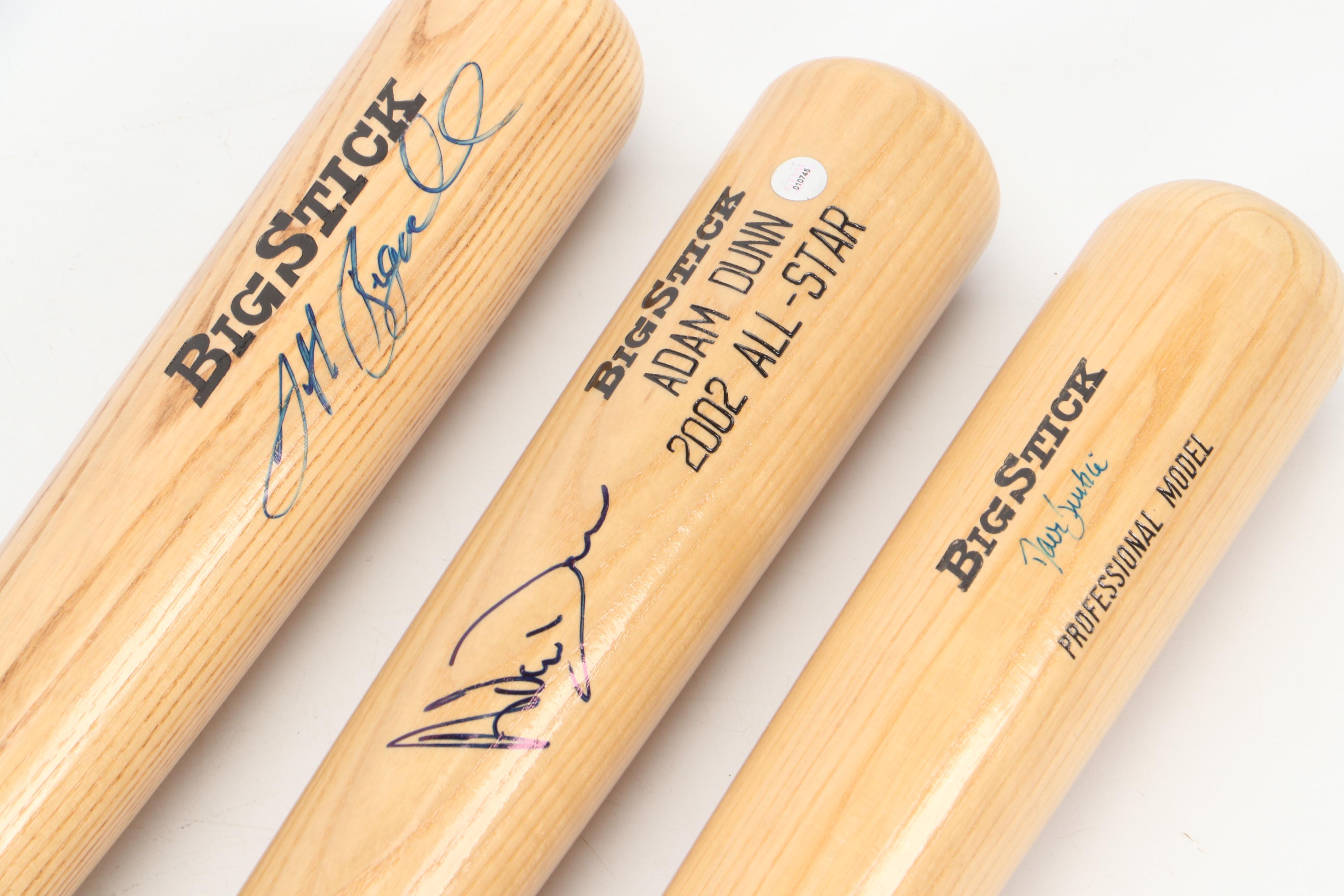 Jeff Bagwell, Adam Dunn, and Dave Justice Signed Rawlings Baseball Bats ...