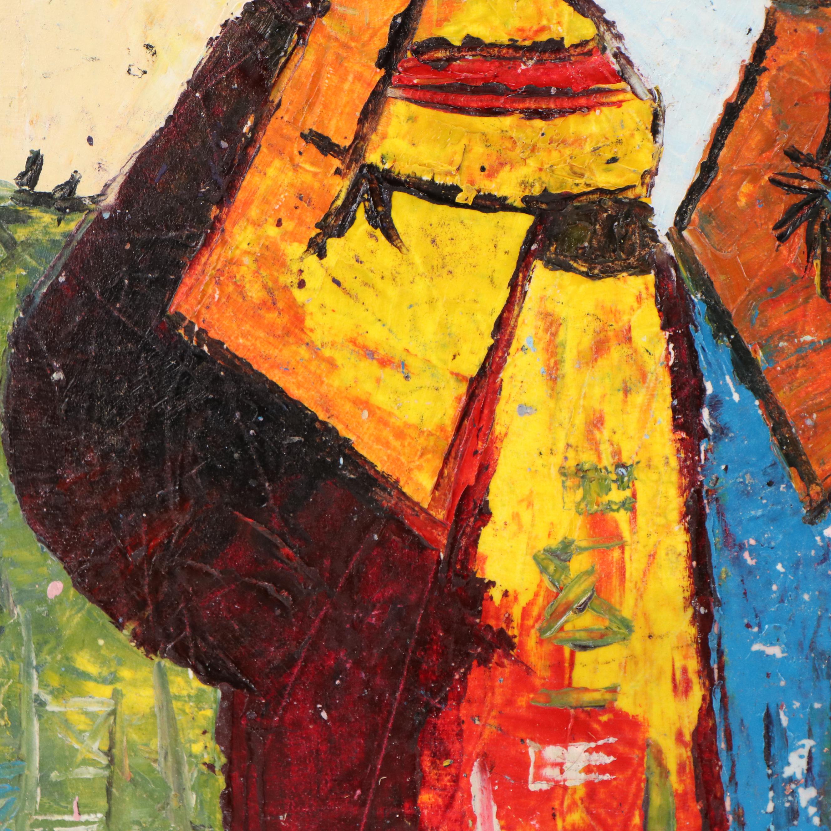 Bayo Ogundele Mixed Media Painting "Mothers," 2023 | EBTH