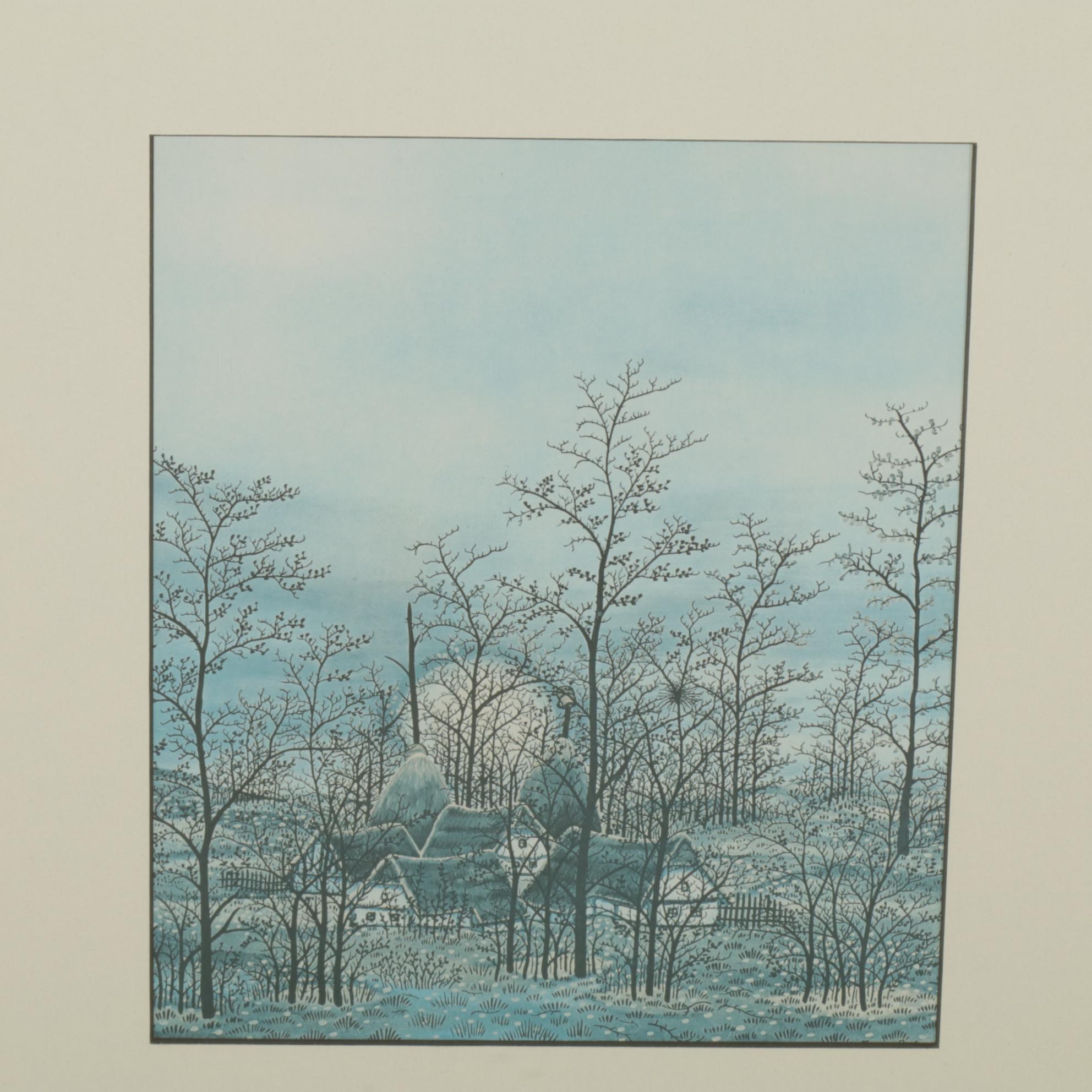 Winter Scene Offset Lithographs After Ivan Lackovic Croatia, Late 20th ...