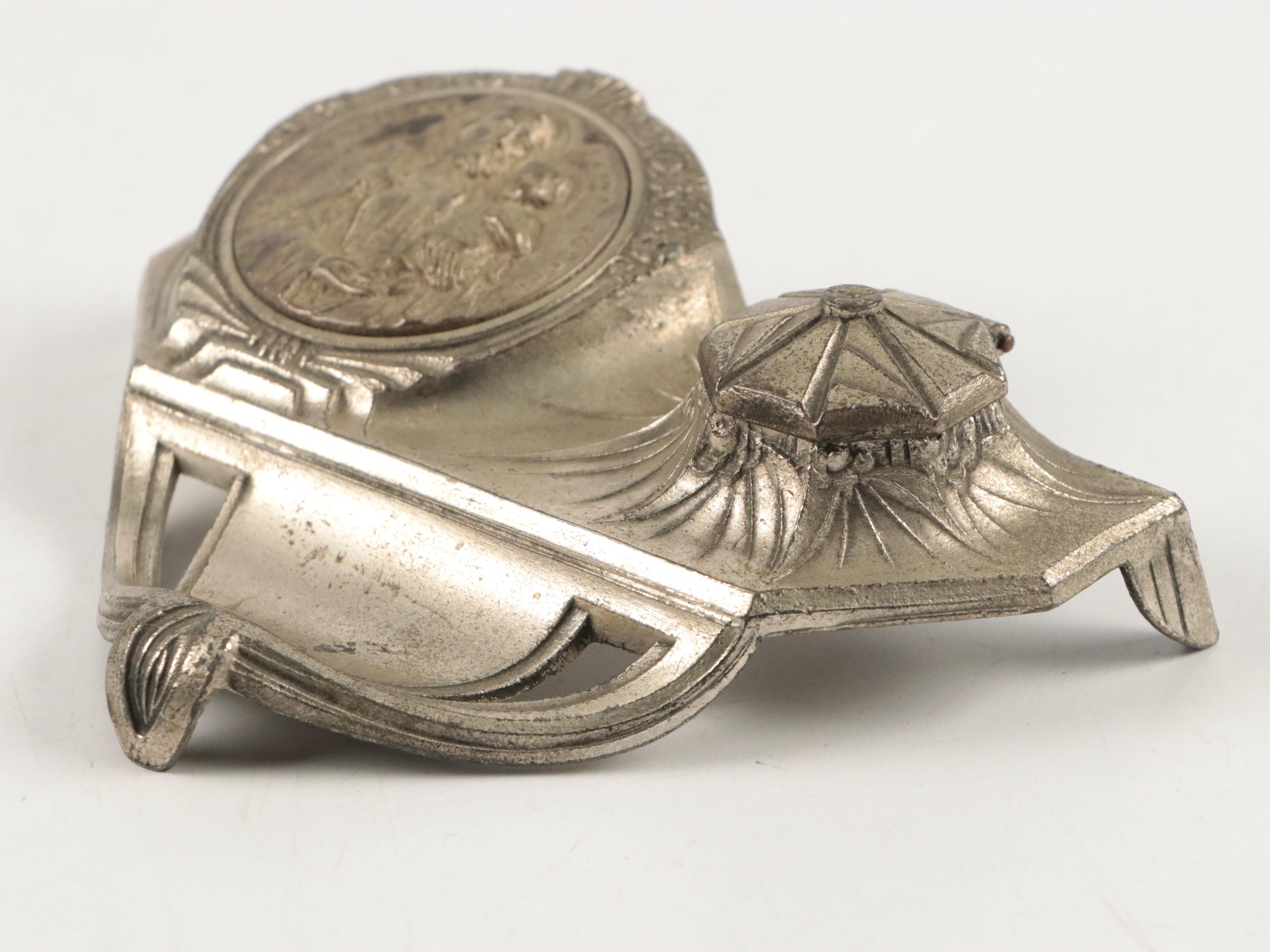 French Art Nouveau Inkwell with Thorens "Brahm's Lullaby" Music Box ...