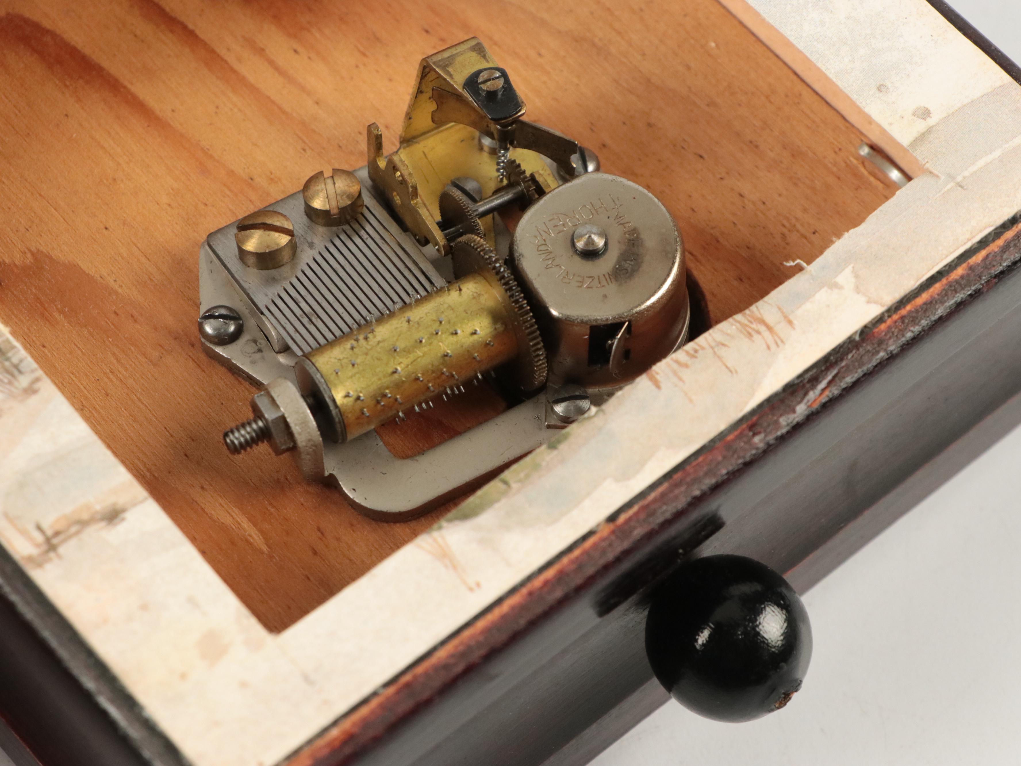 French Art Nouveau Inkwell with Thorens "Brahm's Lullaby" Music Box ...