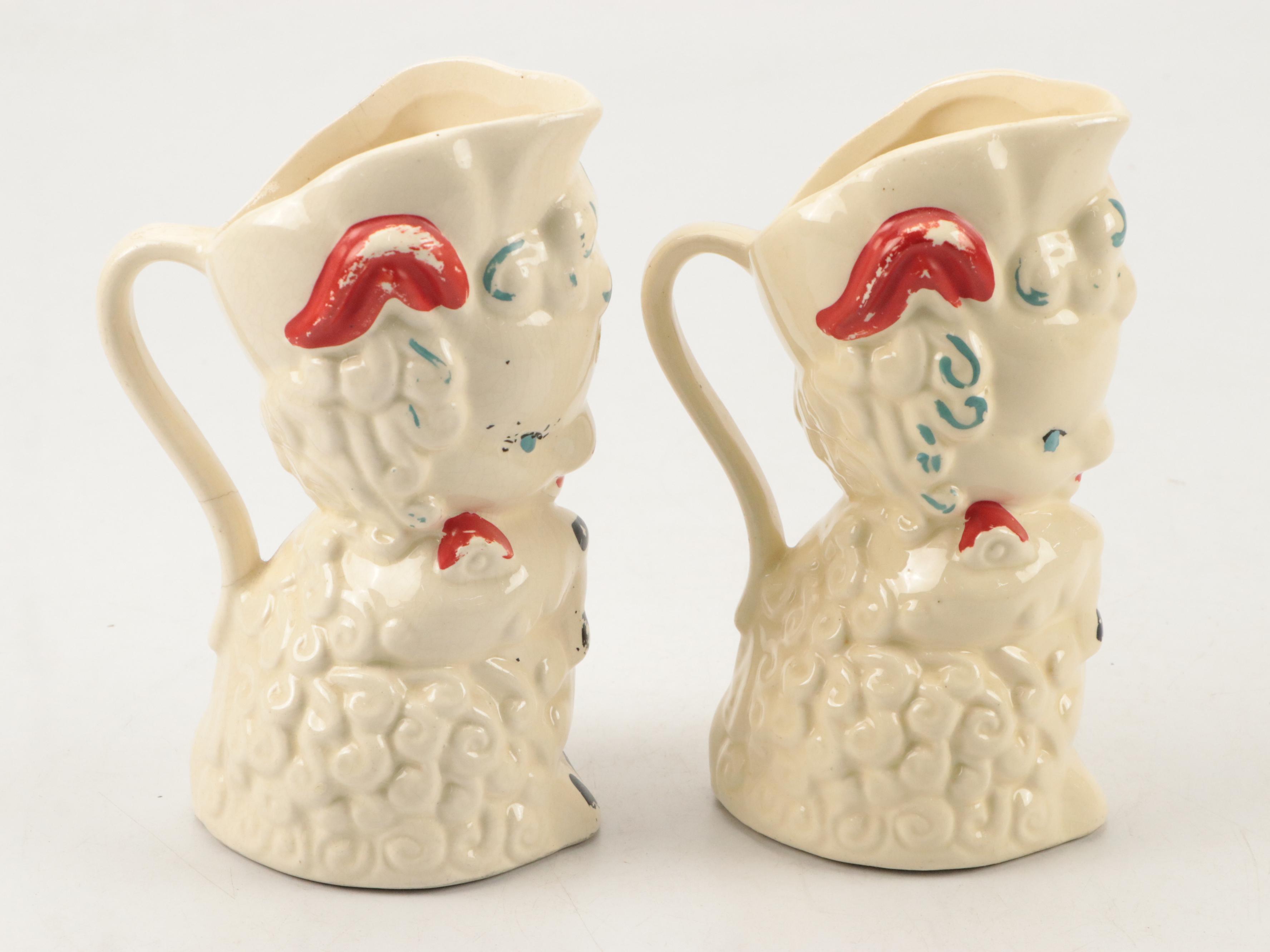 Purinton "Ivy Red Blossom" Slipware Honey Jug with Shawnee Pottery Lamb ...