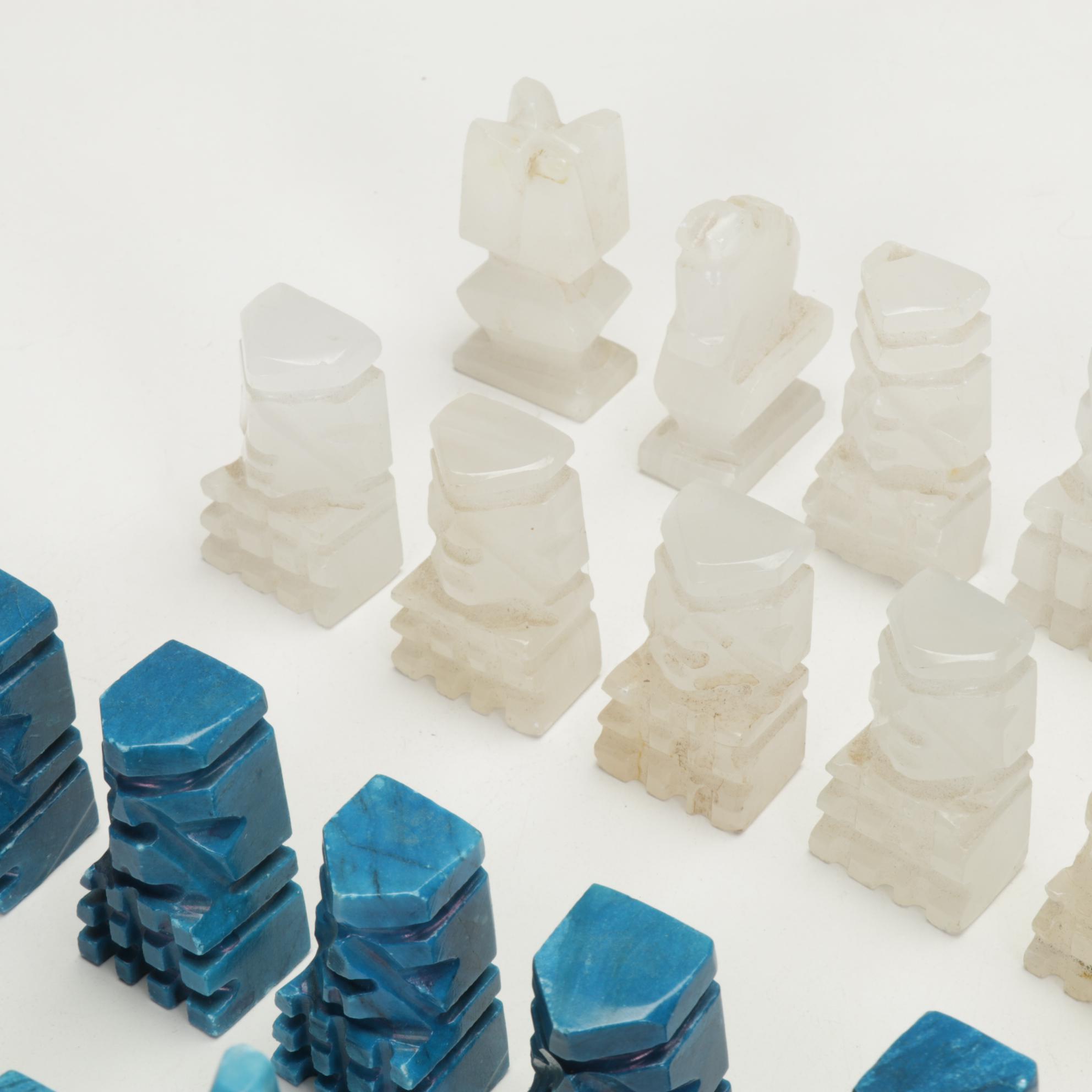 South American Calcite and Dyed Calcite Chess Pieces | EBTH