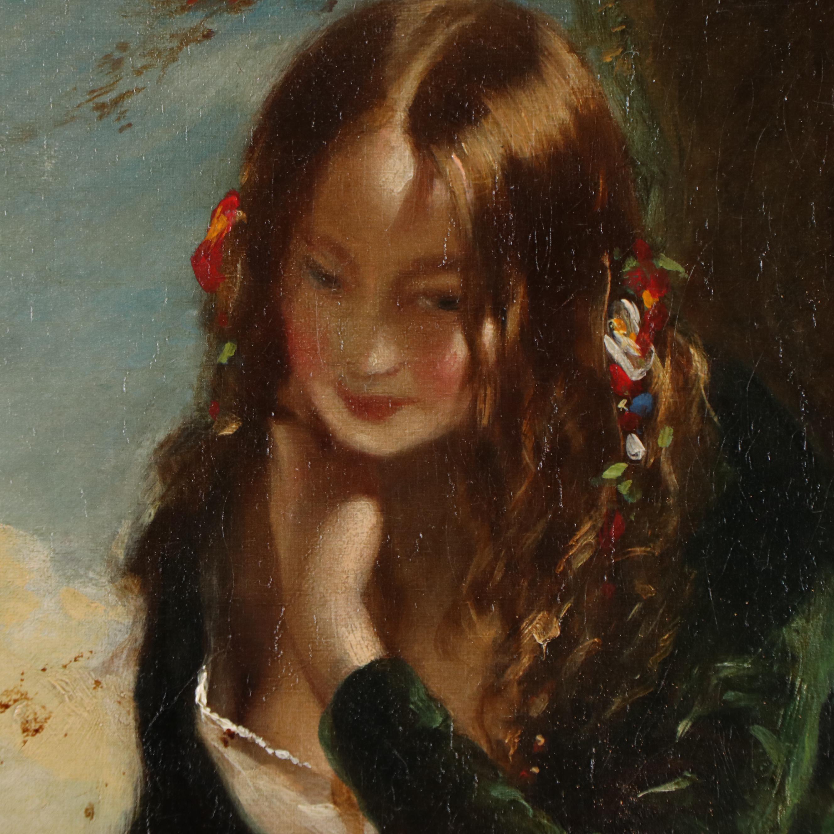 Daniel MacNee Oil Painting "Pensive Mood," 19th Century | Everything ...