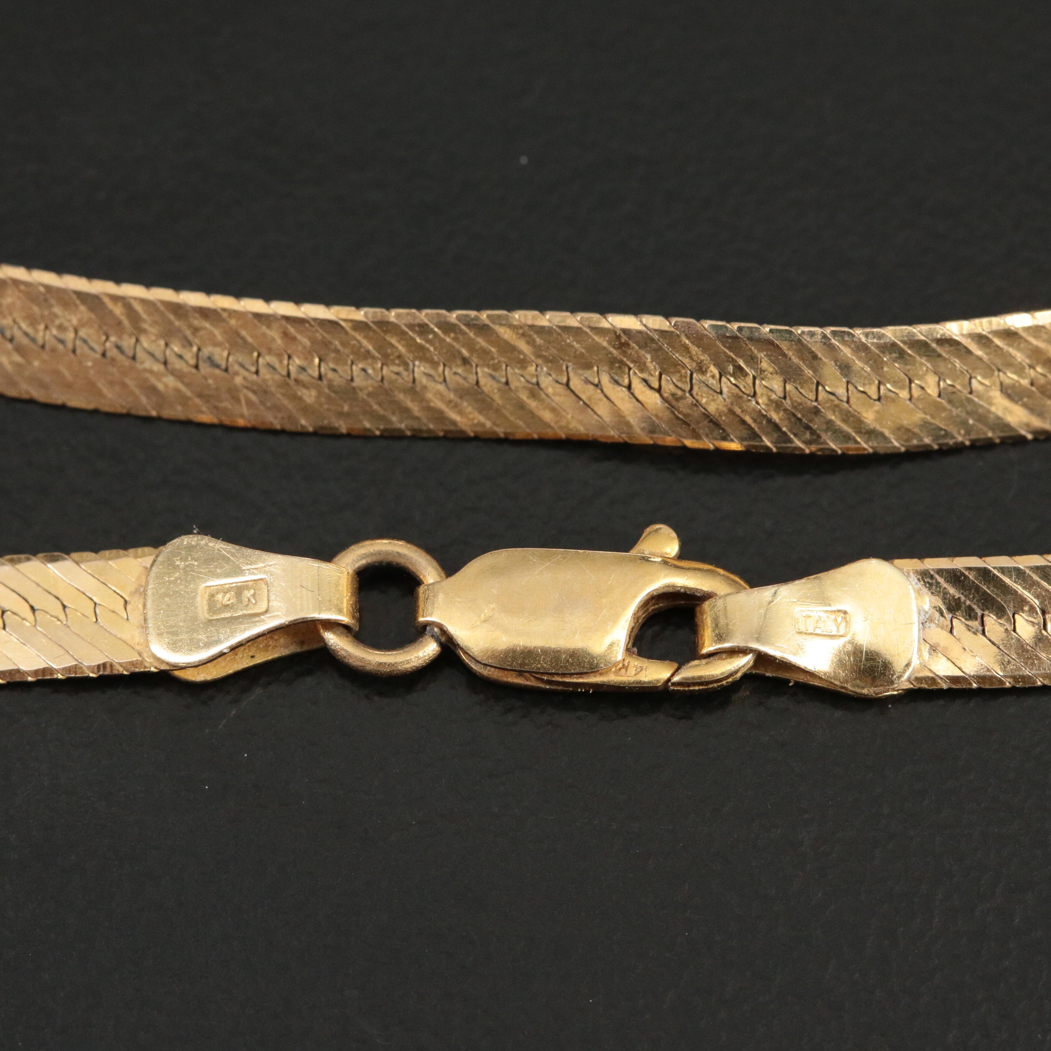 Italian 14K Herringbone Necklace and 10K Scrap Chain | EBTH