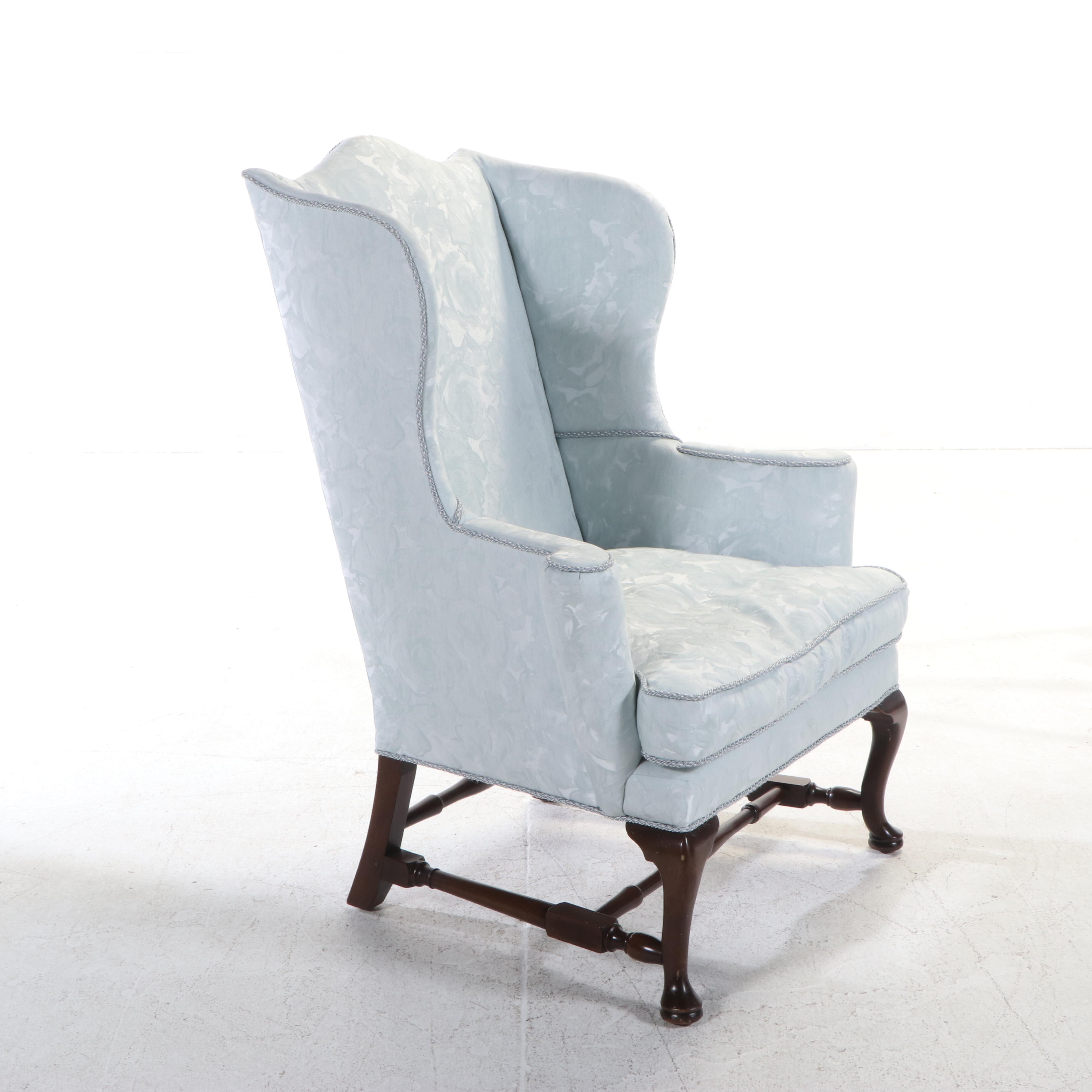 Colonial Williamsburg Queen Anne Style Upholstered Mahogany Wingback ...