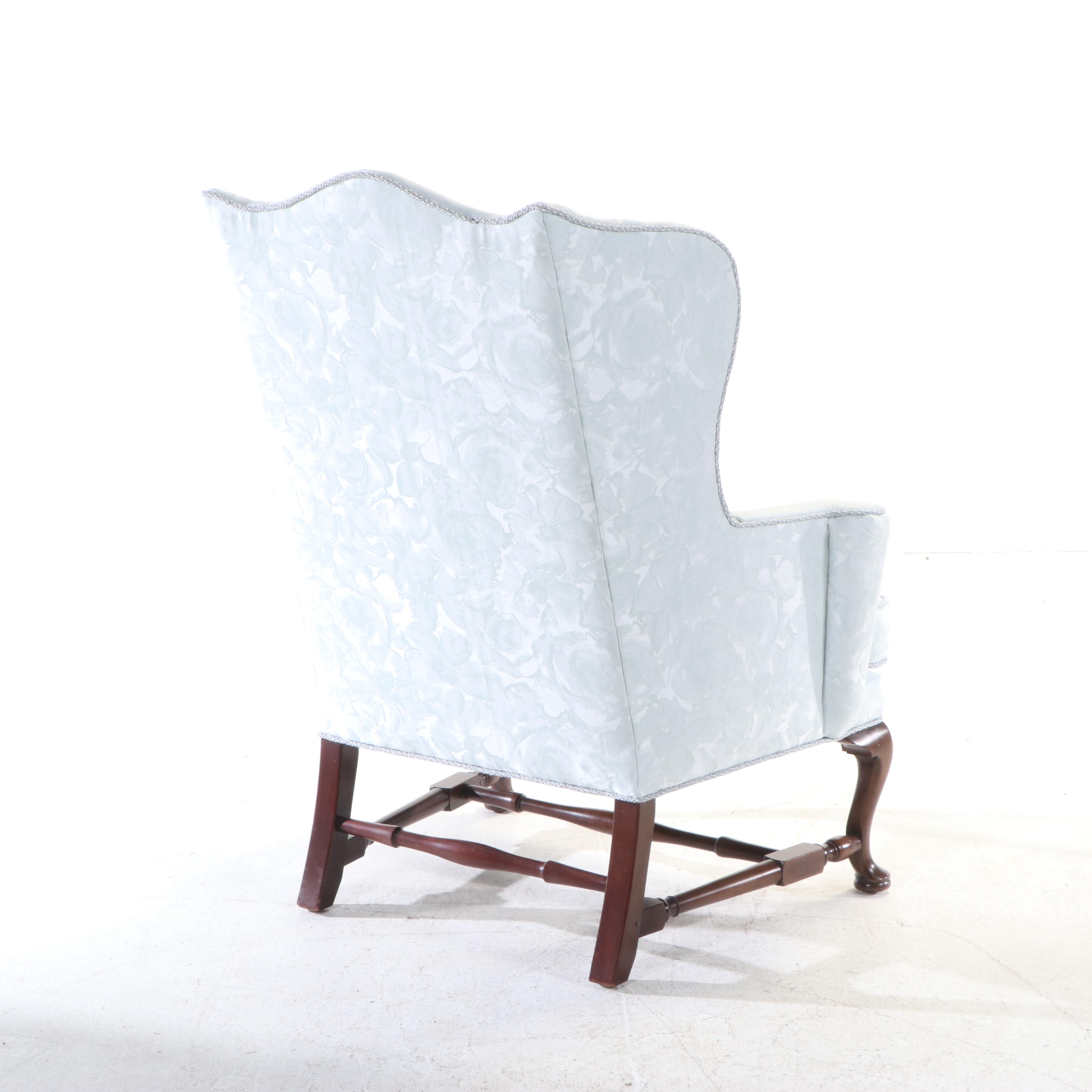 Colonial Williamsburg Queen Anne Style Upholstered Mahogany Wingback ...