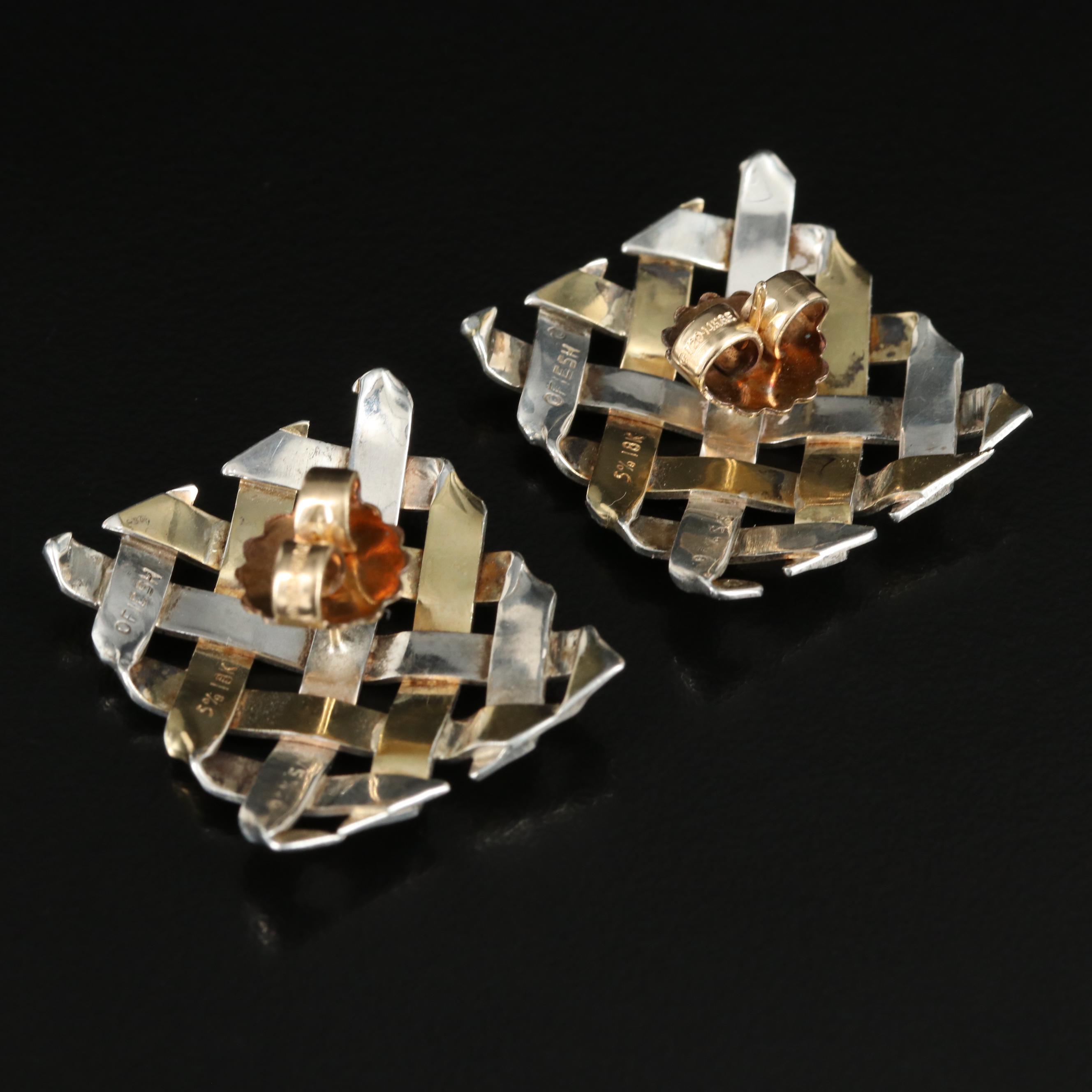 Gabriel Ofiesh Sterling Basket Weave Earrings | EBTH