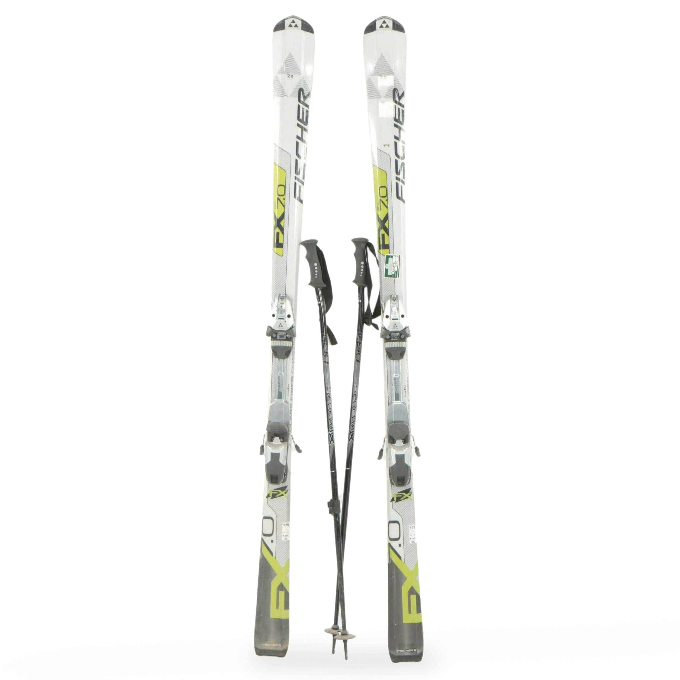 Fischer FX 7.0 Parabolic Downhill Skis with Leki "Scream" Ski Poles | EBTH
